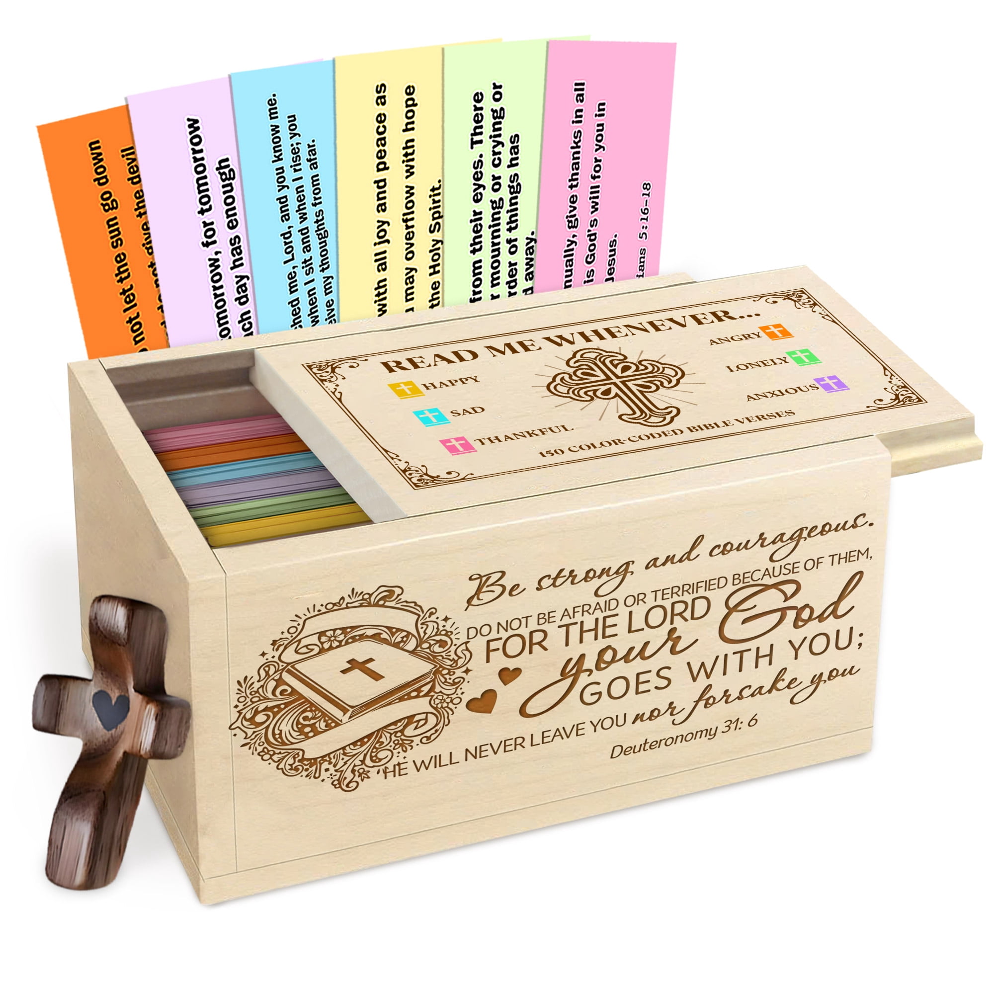 Wooden Prayer Box with "Be Strong and Courageous" Engraving ...