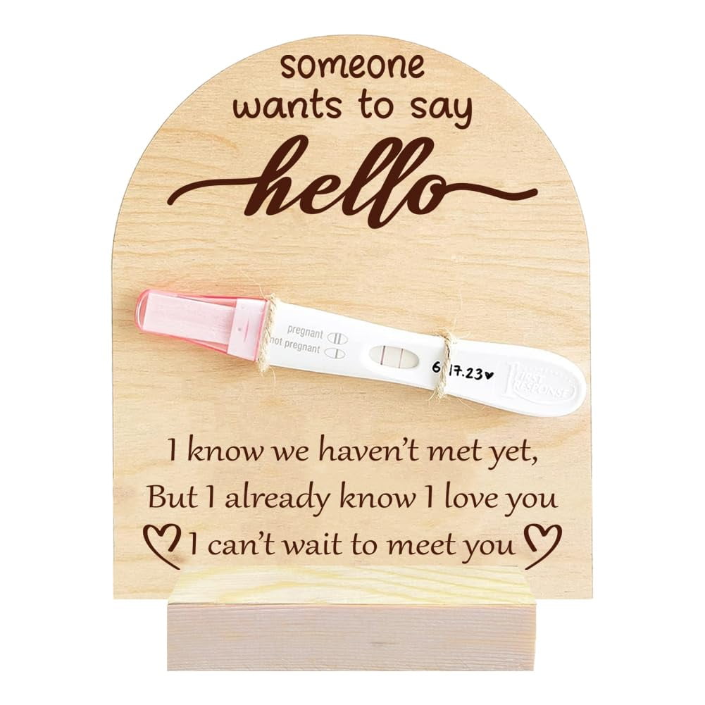 Wooden Pregnancy Announcement for Dad Say Hello to Baby Pregnancy Test ...