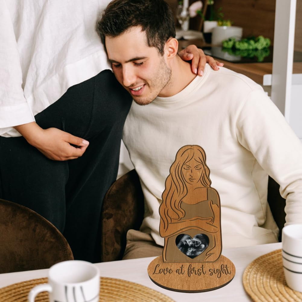 Wooden Pregnancy Announcement Stand Frame 7.87x4.33x0.16 Inch Pregnant ...