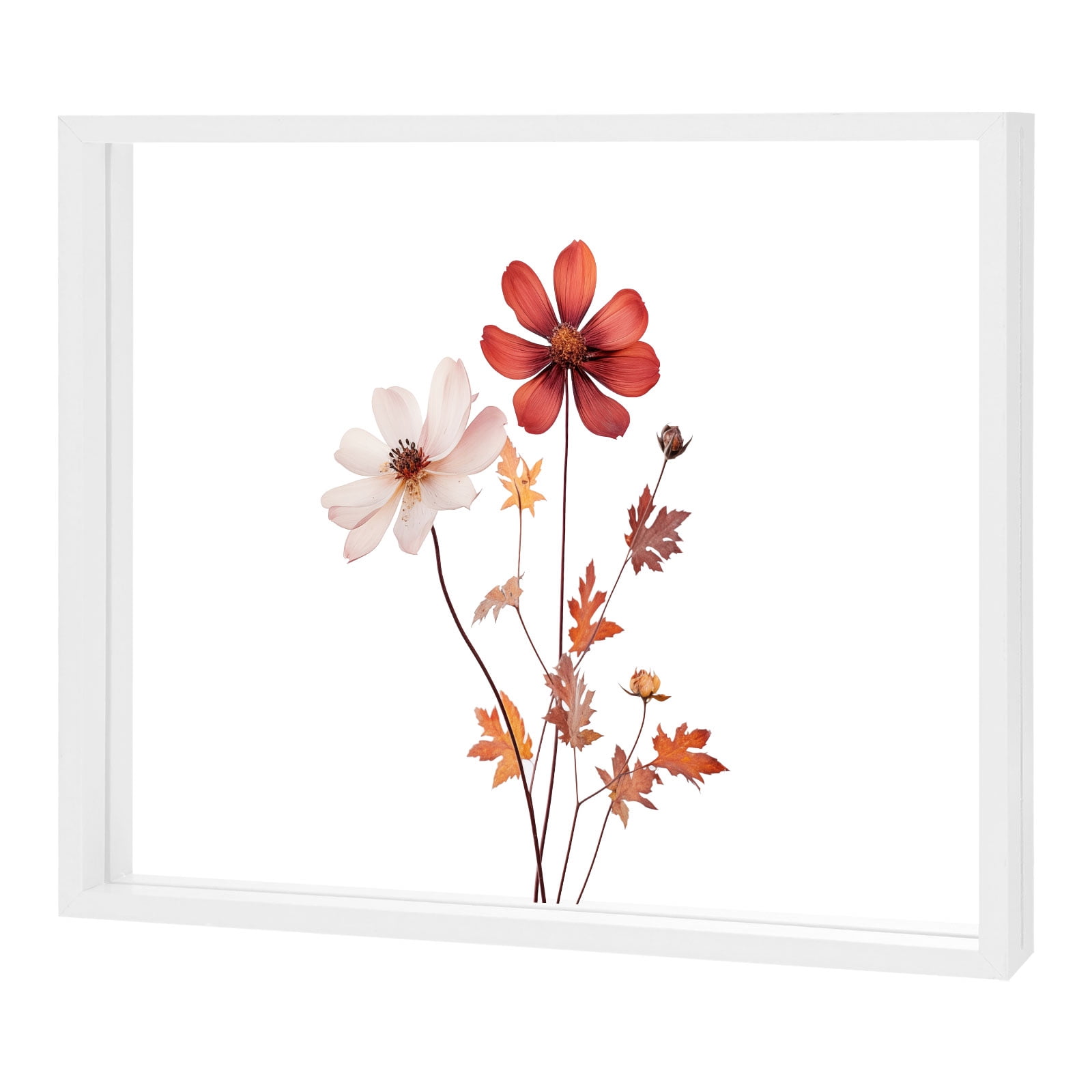 Wooden Pressed Flower Frame, 10 x 12 Inch Double Acrylic Floating ...