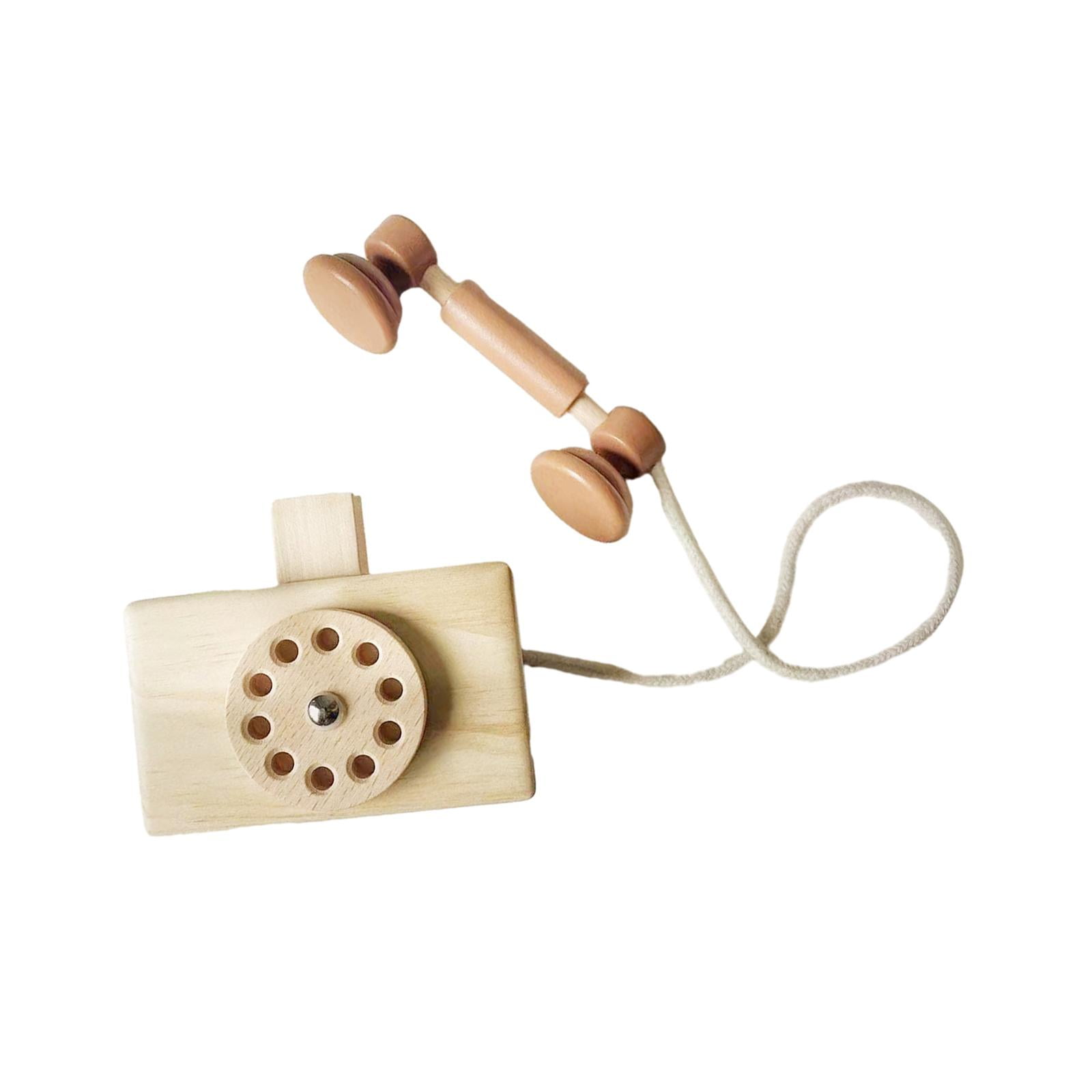 Wooden Pretend Phone Toy Early Educational Role Play Develops Fine ...