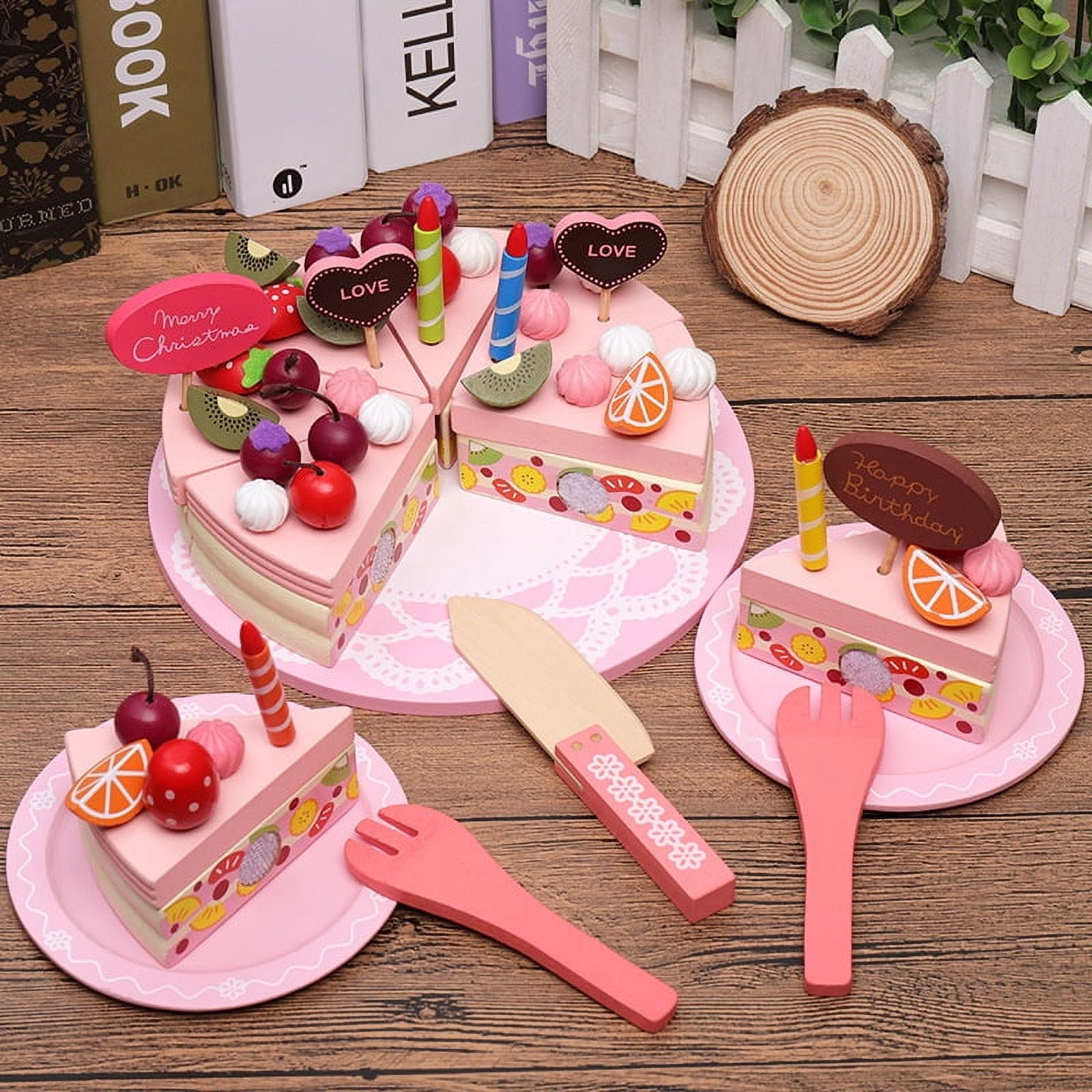 Wooden Pretend Play Kitchen Food Strawberry Simulation Kit Cooking Toys ...