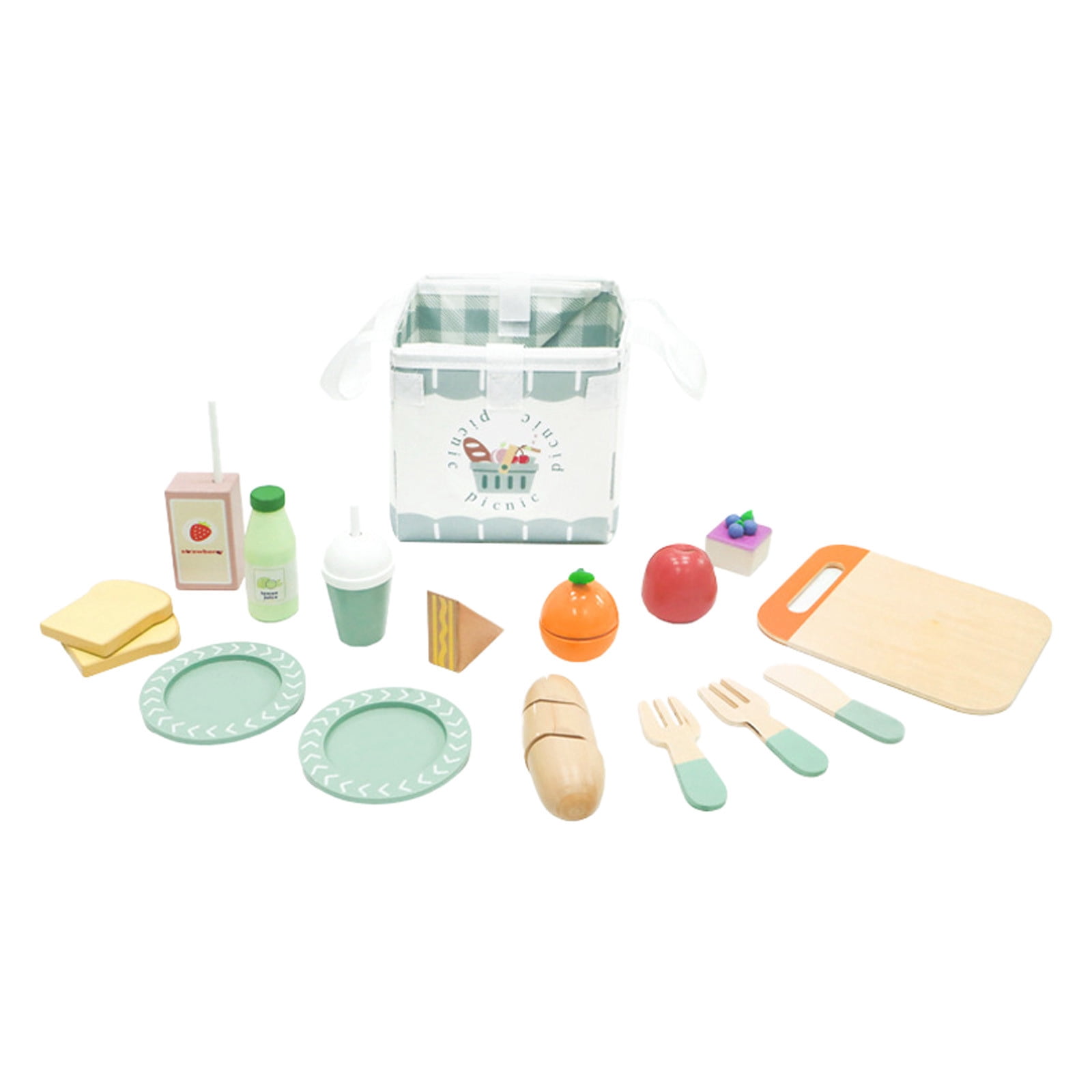 Wooden Pretend Play Picnic Set For Kids Interactive Family Toy With ...