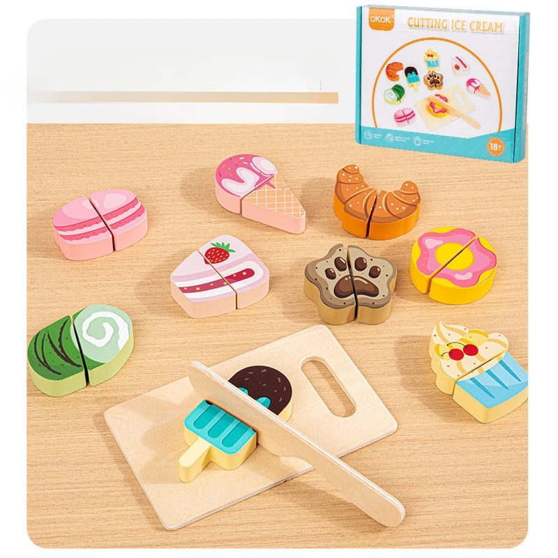 Wooden Pretend Play Simulation Food Fruit Vegetable Cutting Fun Kitchen ...