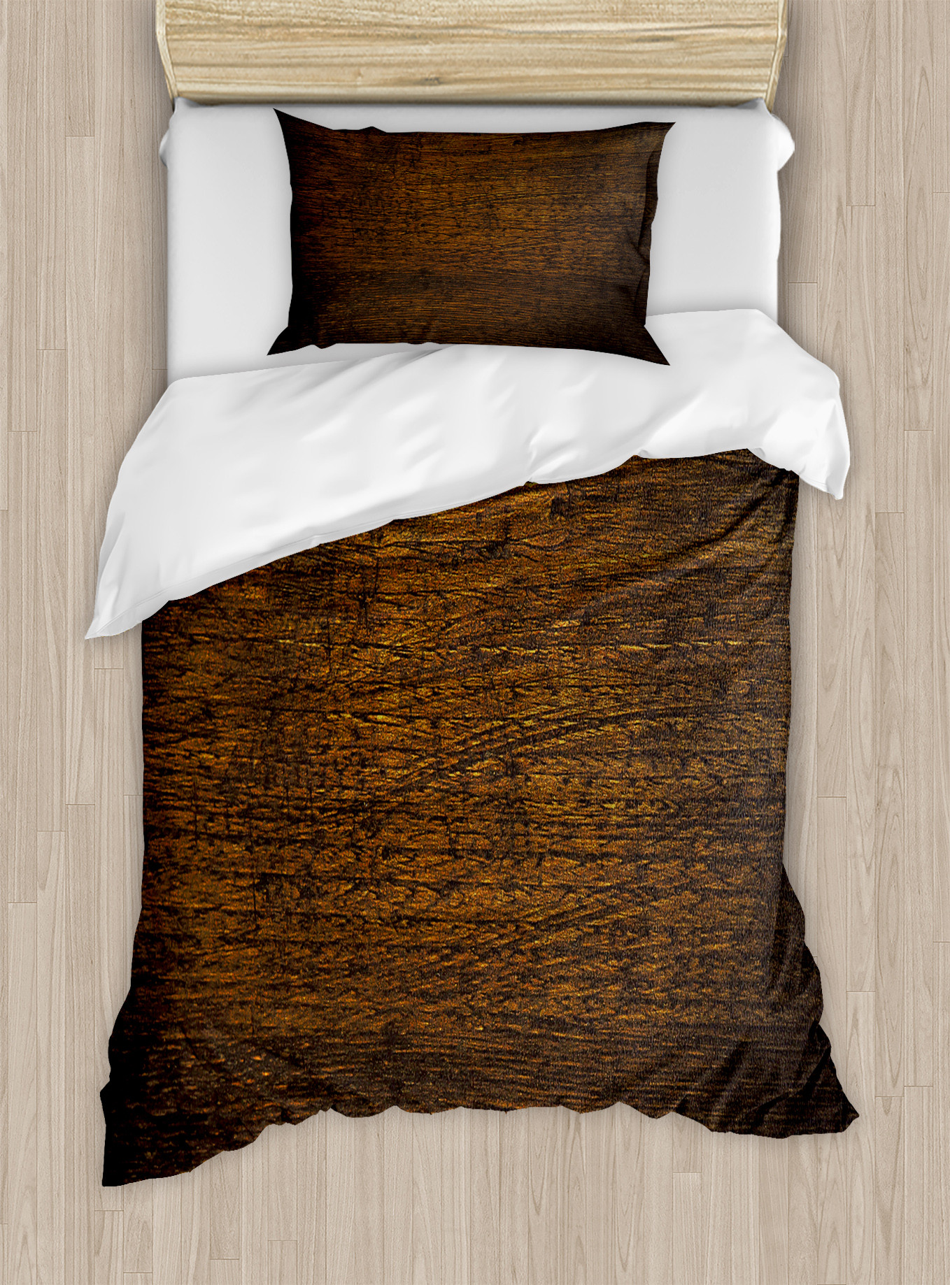 Wooden Print Duvet Cover Set, Old Vintage Antique Timber Oak Background ...