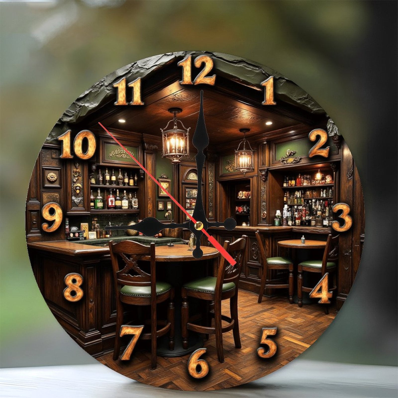 Wooden Pub Bar Clock Wall Decor Home Decor 10-Inch Silent Wooden Wall ...