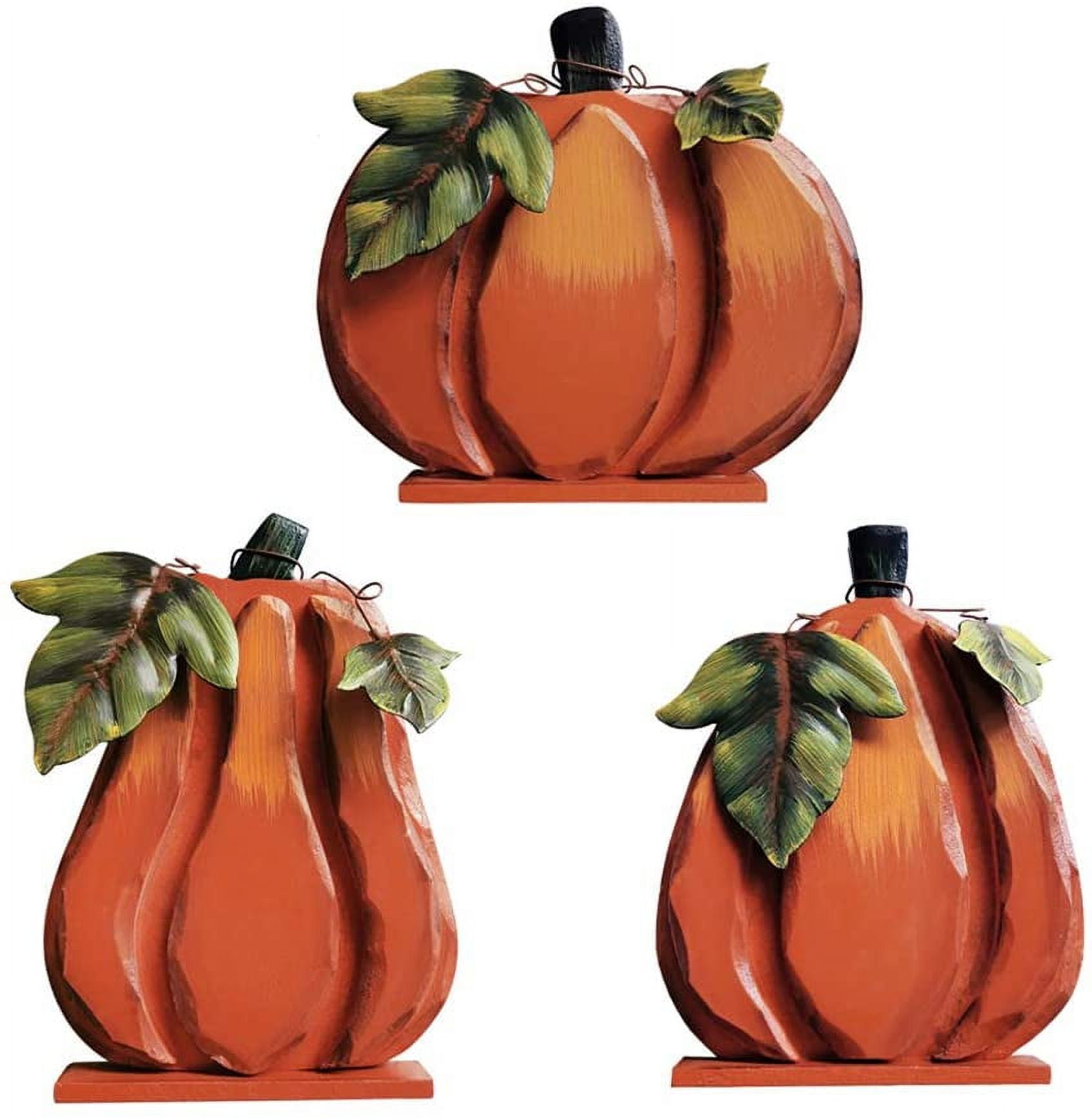 Wooden Pumpkin Harvest Fall Decor Thanksgiving Halloween Indoor Table ...