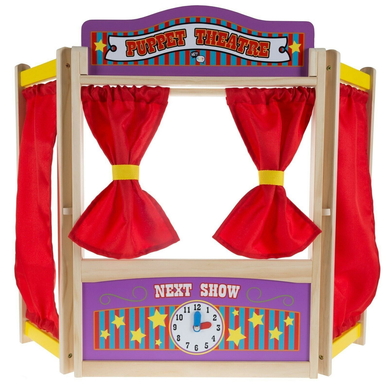 Wooden Puppet Theater Stage Show for Kids Pretend Play Imagination ...