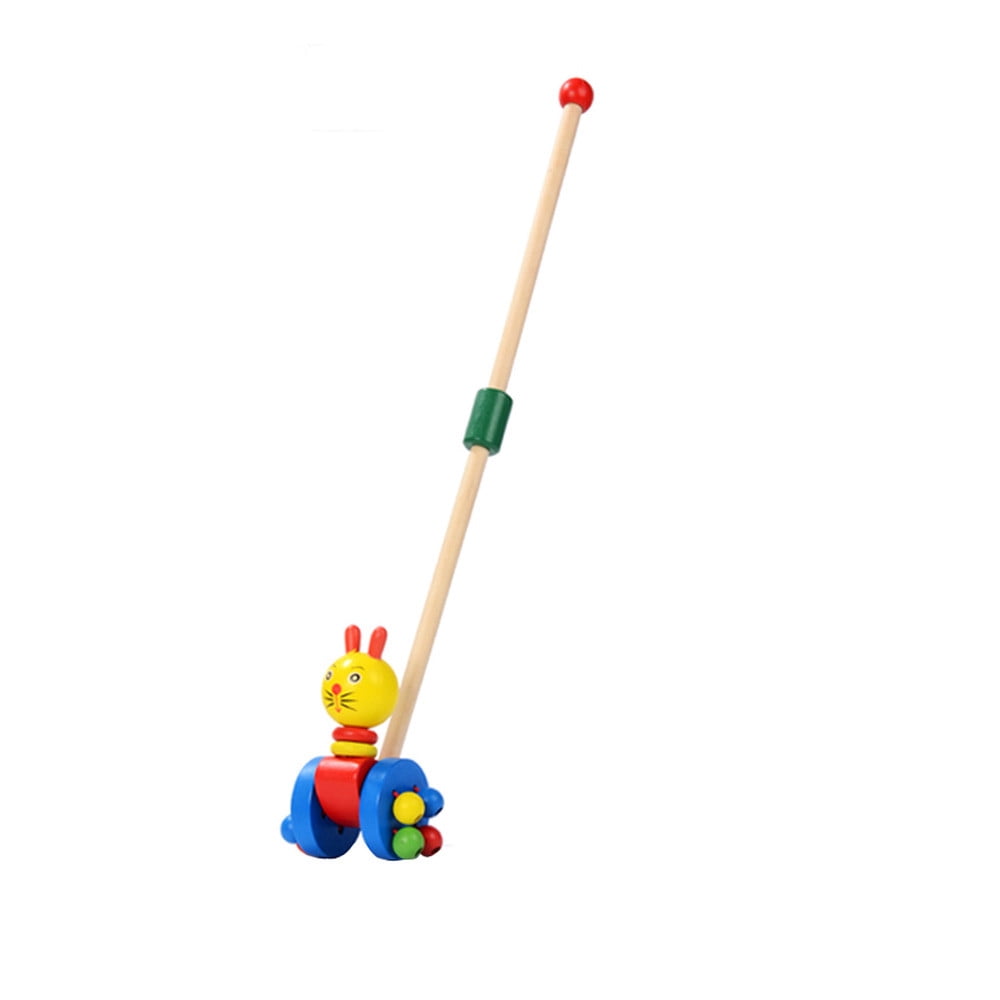 Wooden Push Along Duck Pull Toy, Animal Walker Learning Stroller for ...