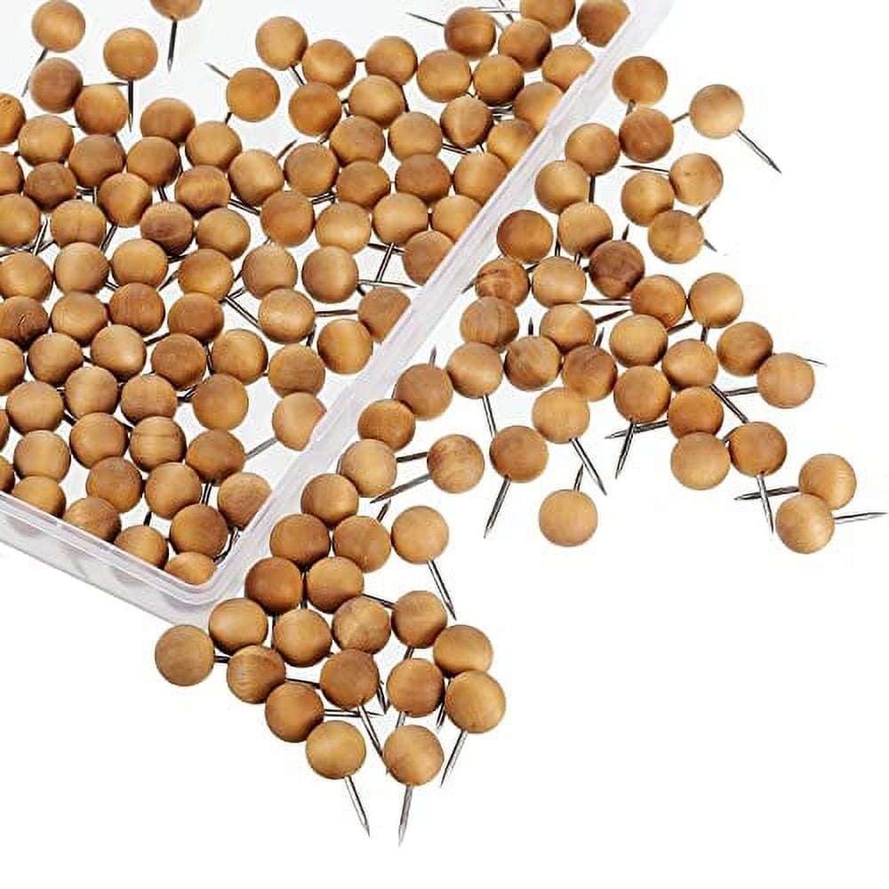 Wooden Push Pins Thumb Tacks Push Pins for Cork Board Round Head Map ...