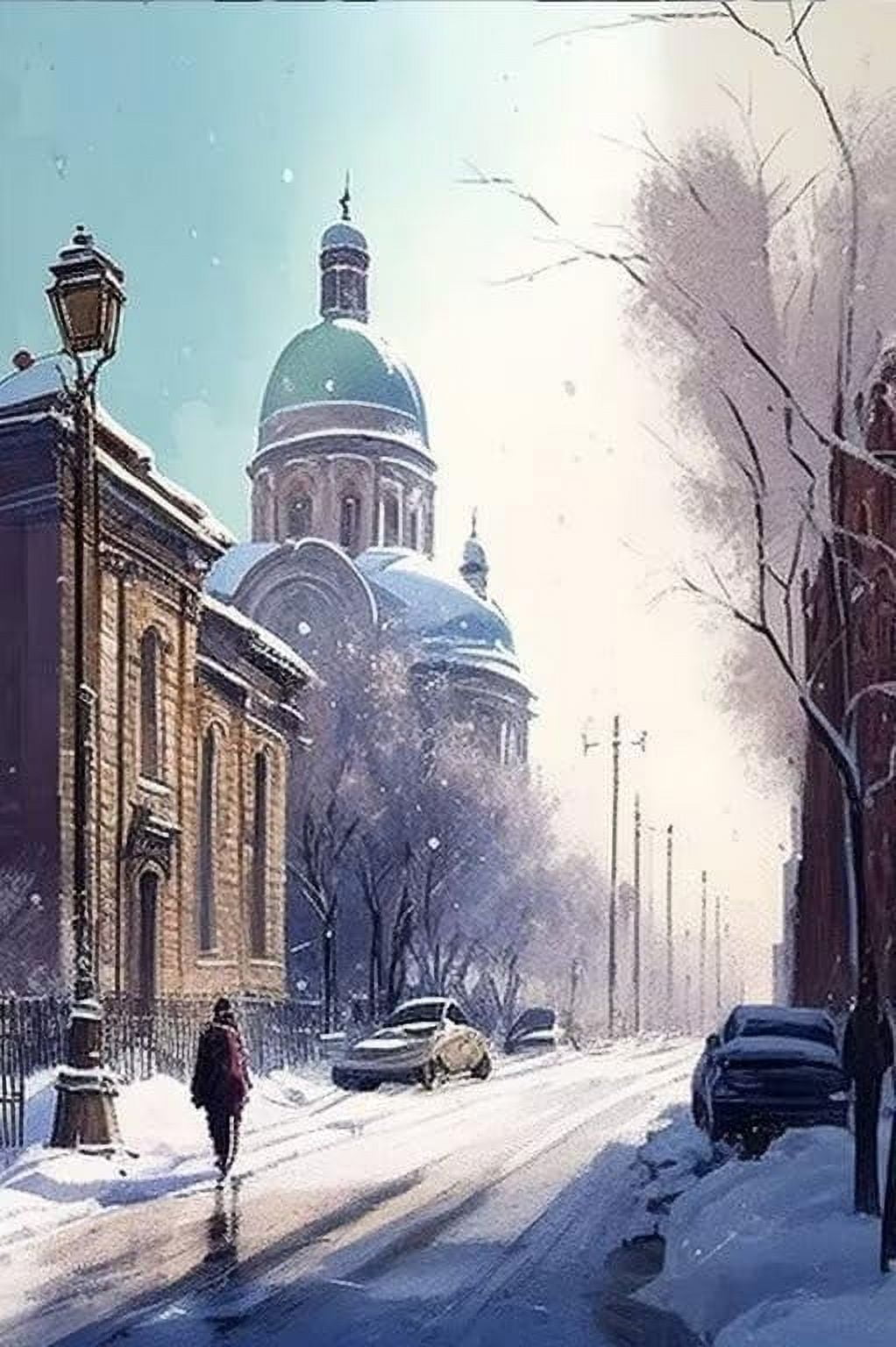 Wooden Puzzle 500 Pieces for Adults & Friend,City Snow Scene Puzzle ...