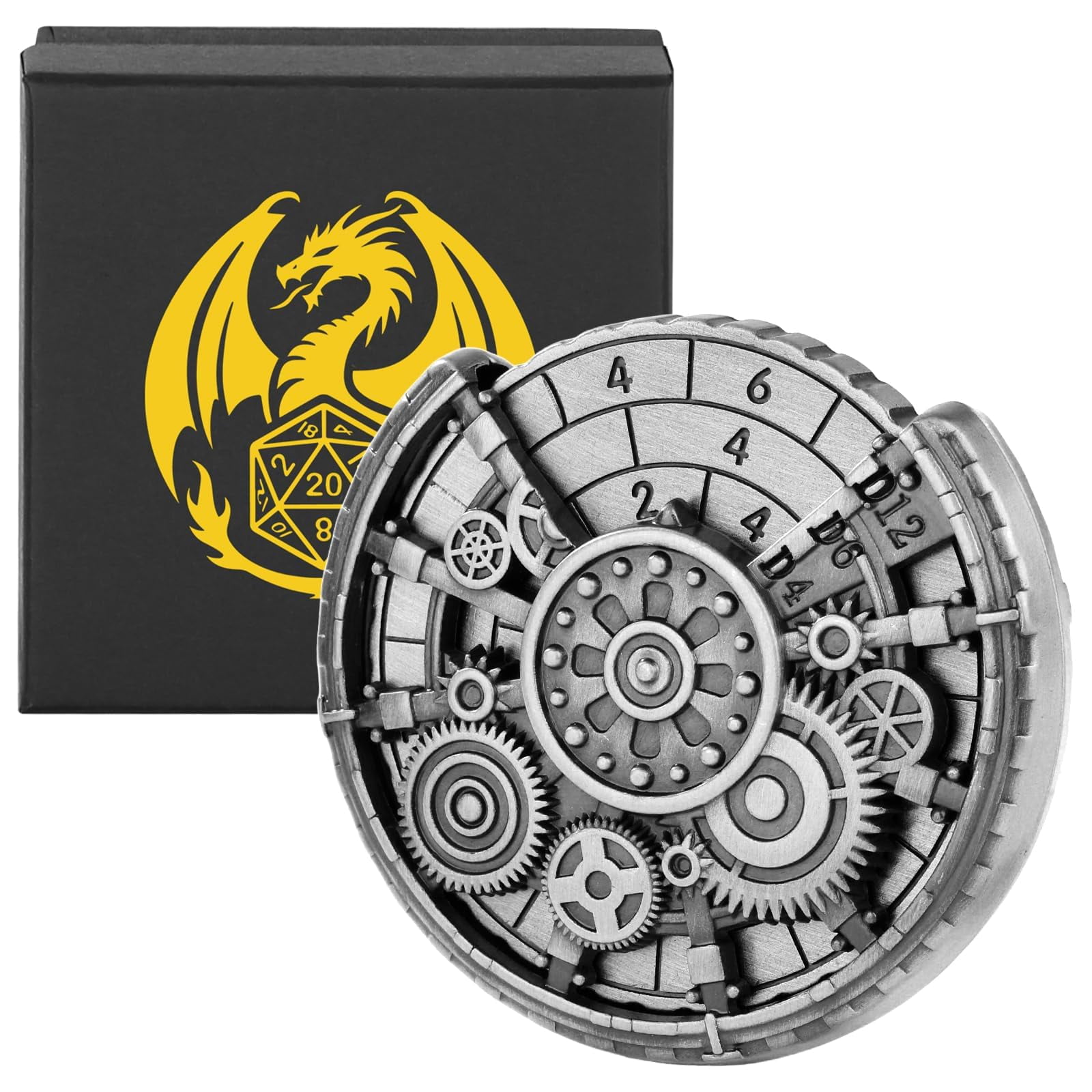 Spinner DND Dice Set, MMF7 7-in-1 Metallic D&D Dice, Gear Roulette Dice ...
