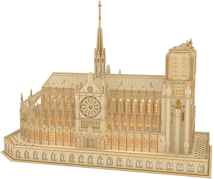 Wooden Puzzle for Adults,Notre Dame de Paris Model with Led Light,266 ...