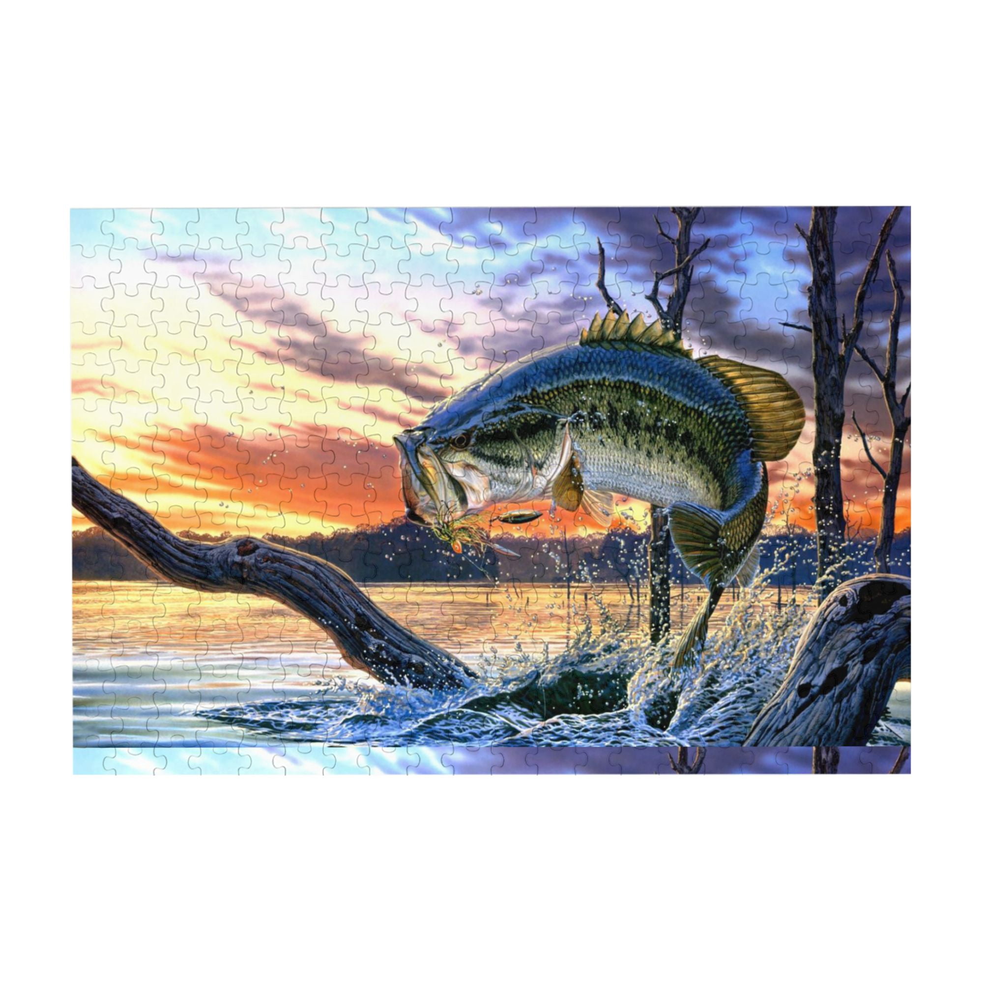 Wooden Puzzle Bass Fish Jumping 300-Slice Puzzle for All Ages Gifts ...