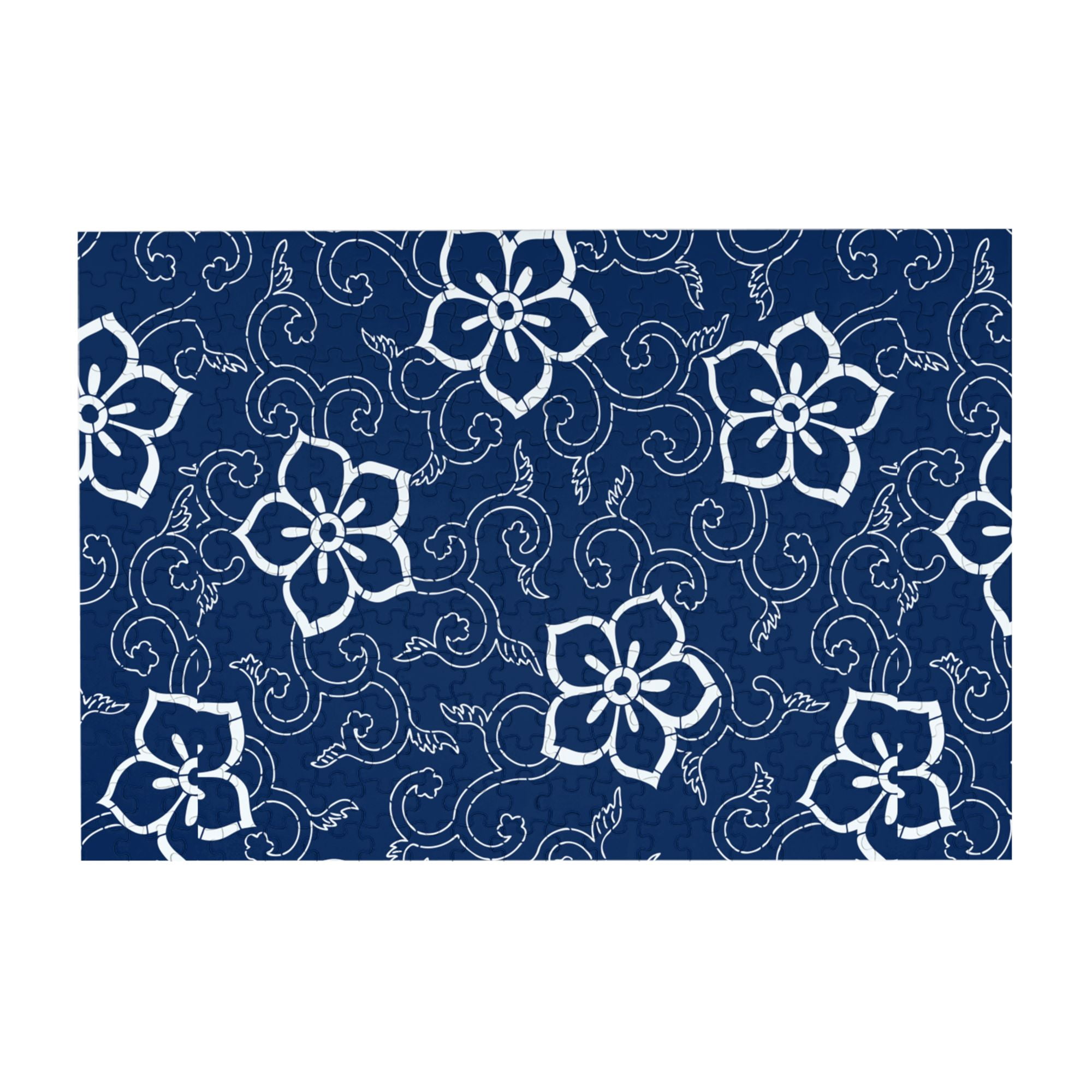 Wooden Puzzle Blue floral background 300-Slice Puzzle for All Ages ...