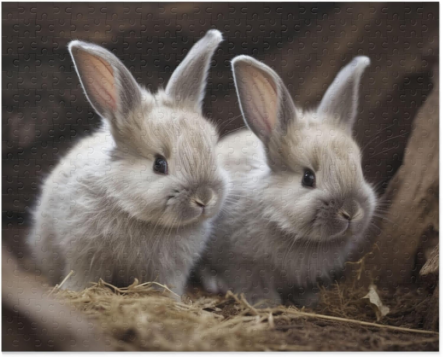 Wooden Puzzle Board Cute Baby Bunny Large Challenging Puzzle Game for ...