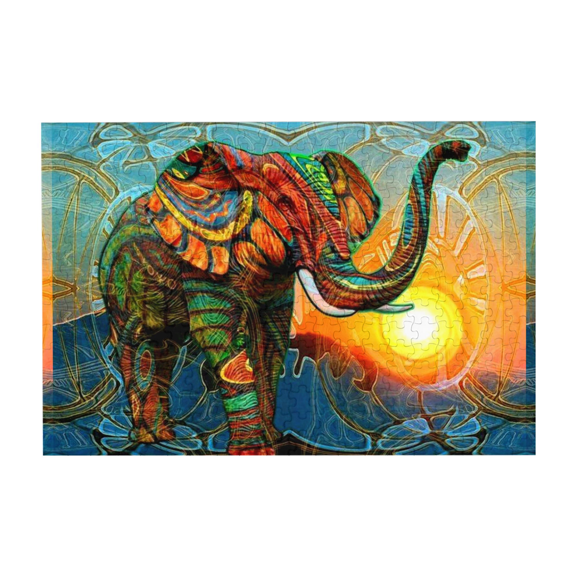 Wooden Puzzle Colorful Elephant Printed 300-Slice Puzzle for All Ages ...