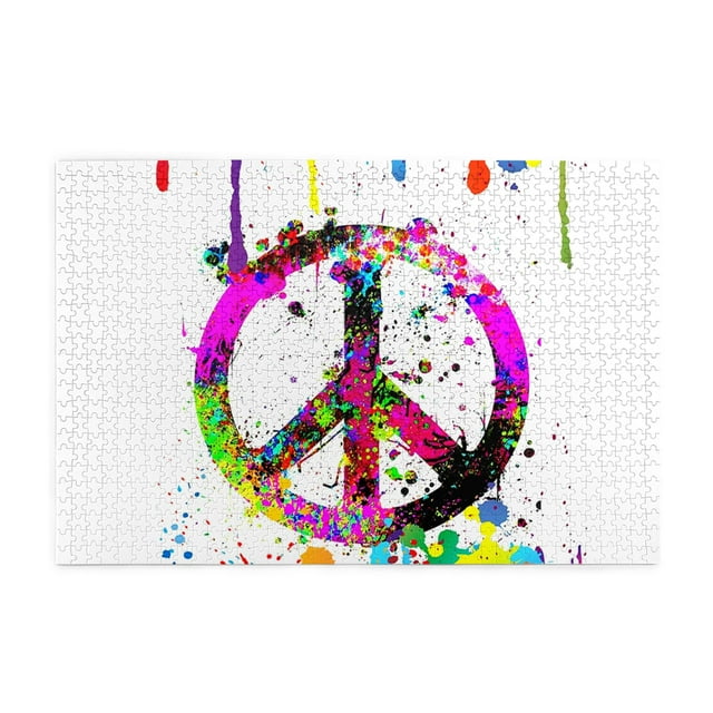 Wooden Puzzle Colorful splash peace symbol sign painting 1000-Slice ...
