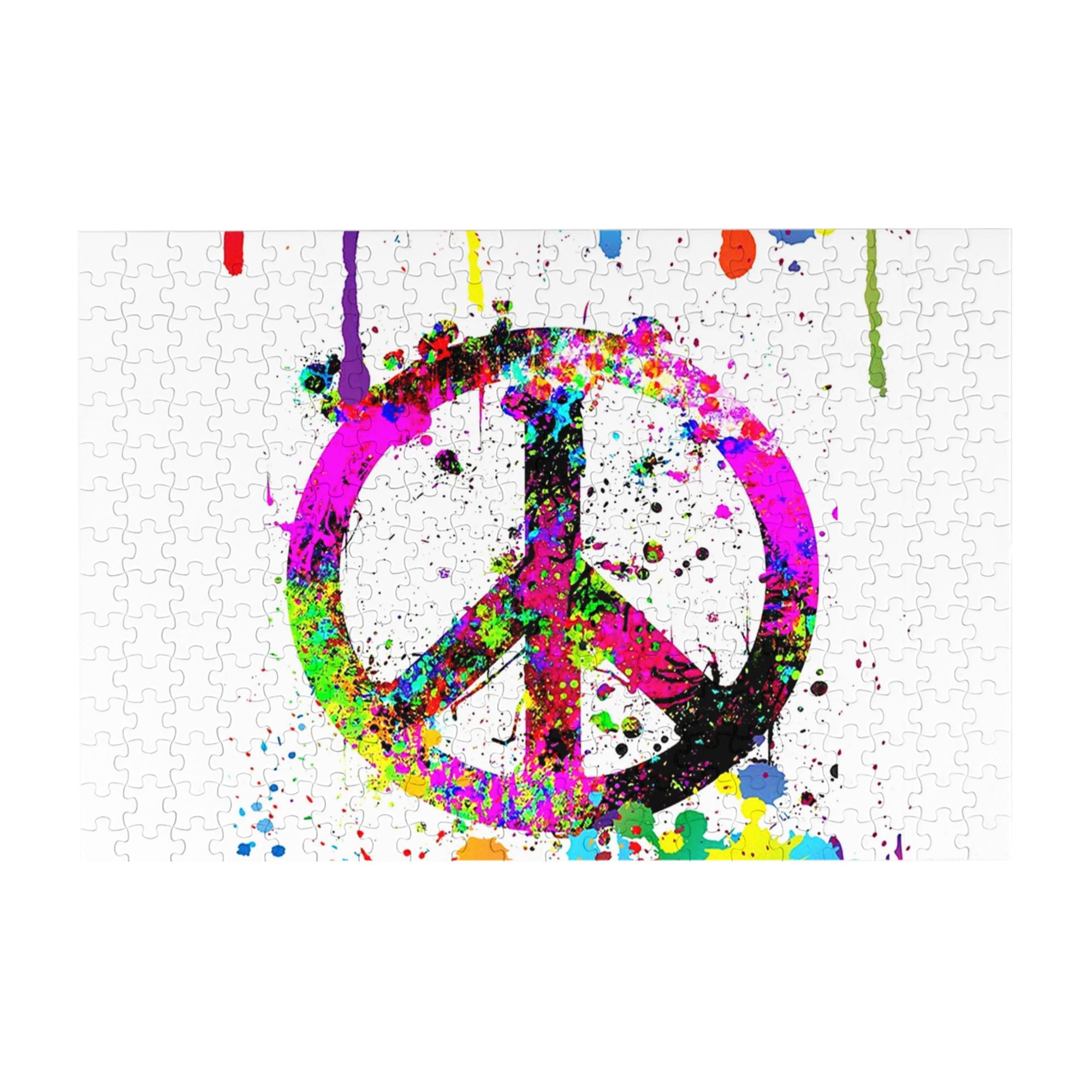 Wooden Puzzle Colorful splash peace symbol sign painting 300-Slice ...