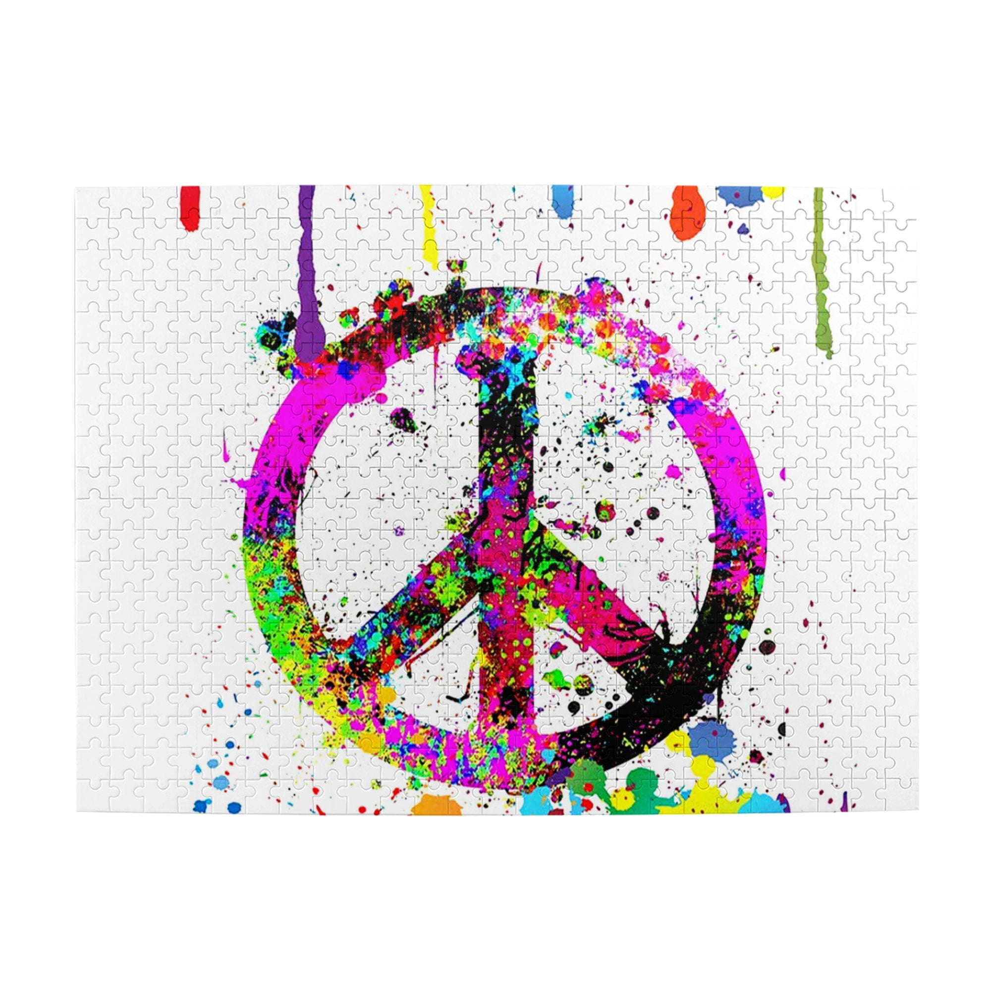 Wooden Puzzle Colorful splash peace symbol sign painting 500-Slice ...