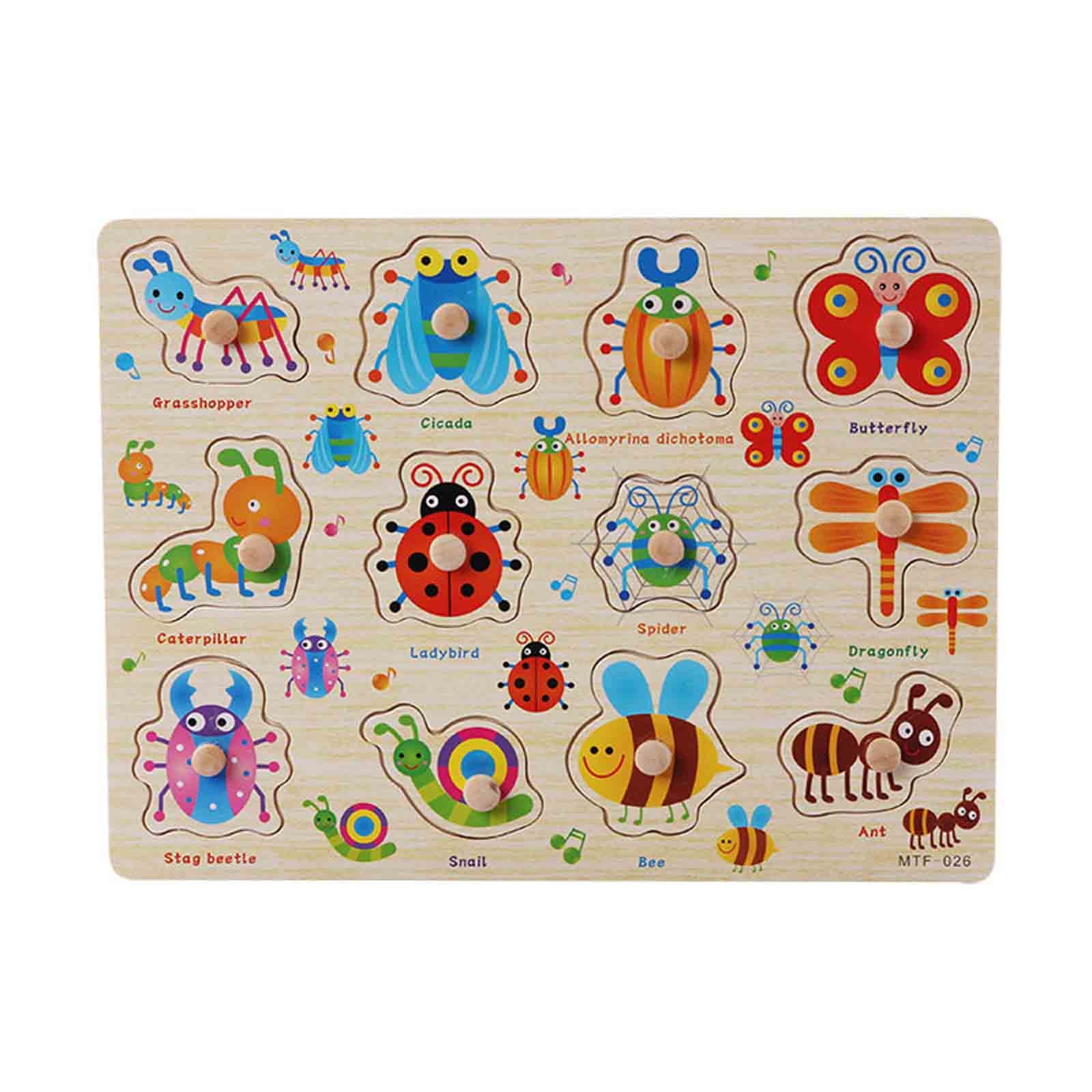 Wooden Puzzle Early Learning Kids Educational Toys, Wooden Peg Puzzles ...