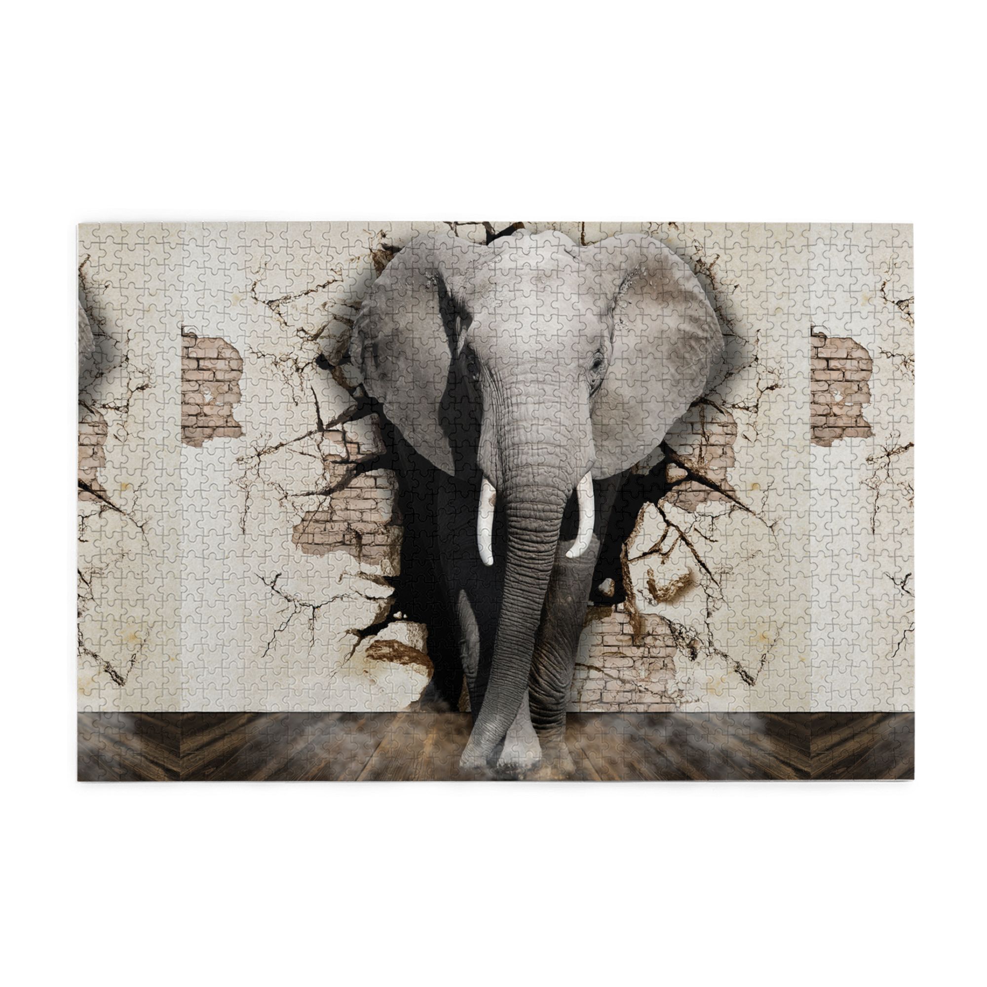 Wooden Puzzle Elephant Comes Out Wall Pole 1000-Slice Puzzle for All ...