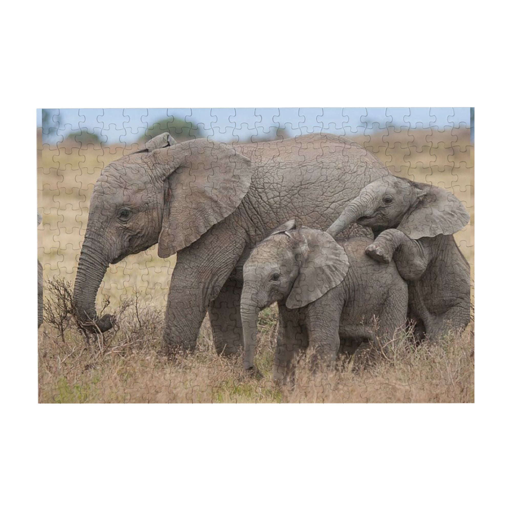 Wooden Puzzle Elephant Mom And Baby Elephant 500-Slice Puzzle for All ...