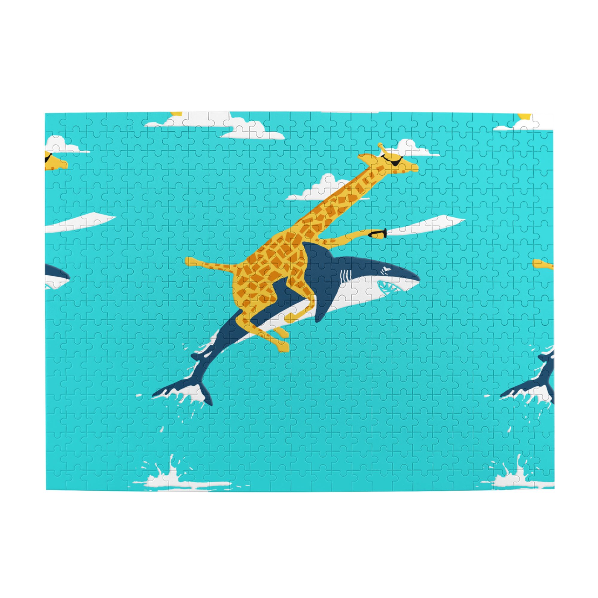 Wooden Puzzle Giraffe Riding On A Shark 500-Slice Puzzle for All Ages ...