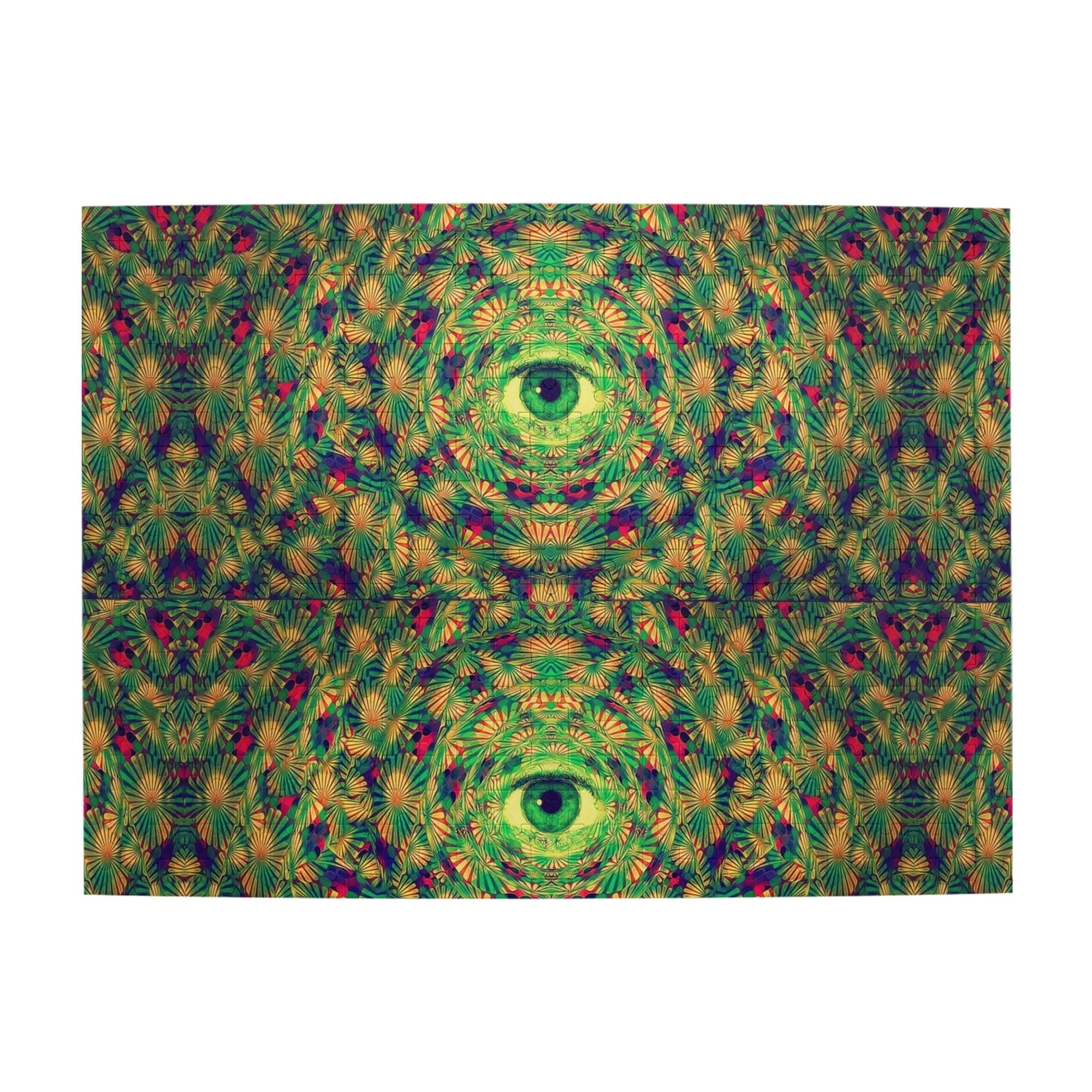 Wooden Puzzle Green Abstract Trippy Art 500-Slice Puzzle for All Ages ...