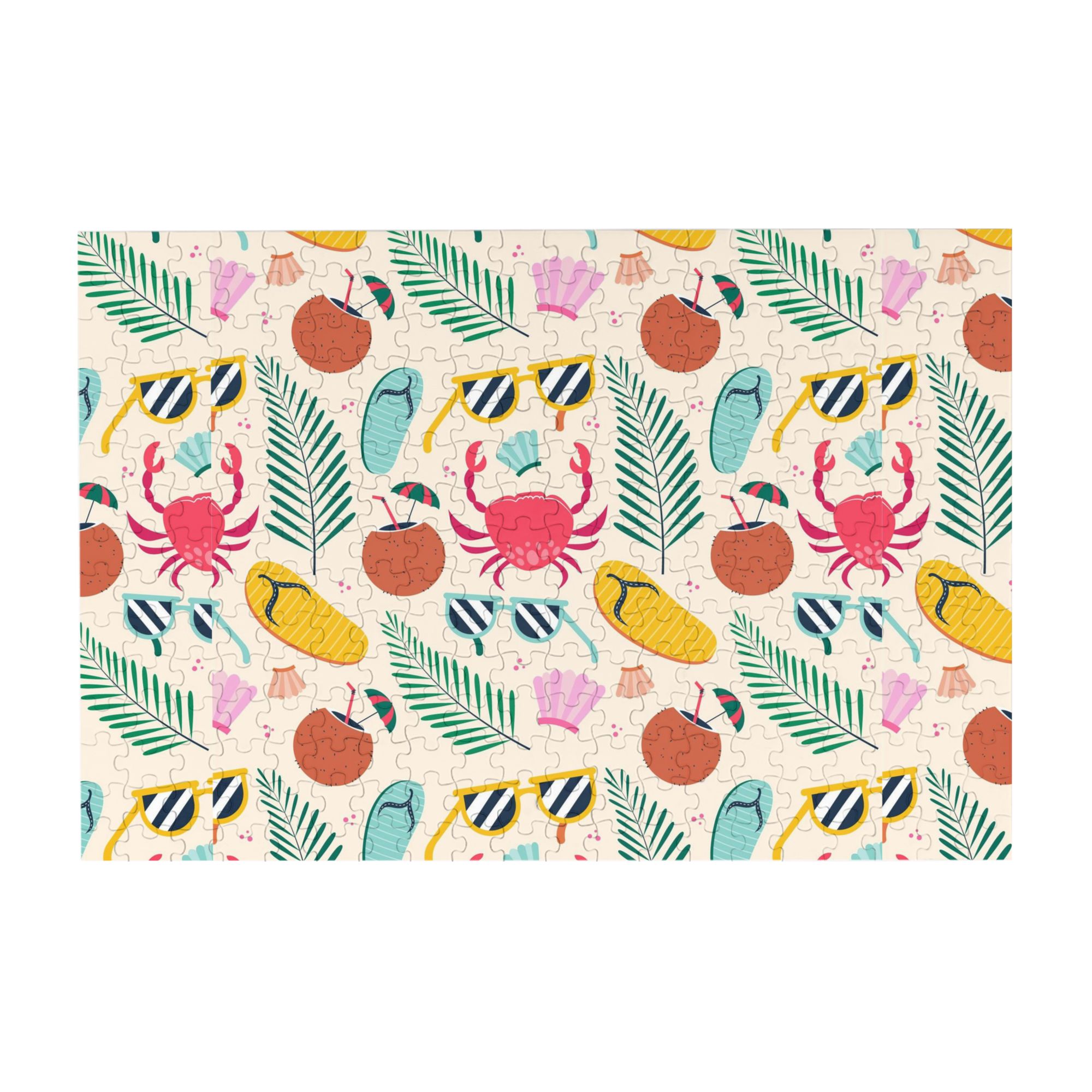 Wooden Puzzle Hand Drawn Summer Tropical 300-Slice Puzzle for All Ages ...