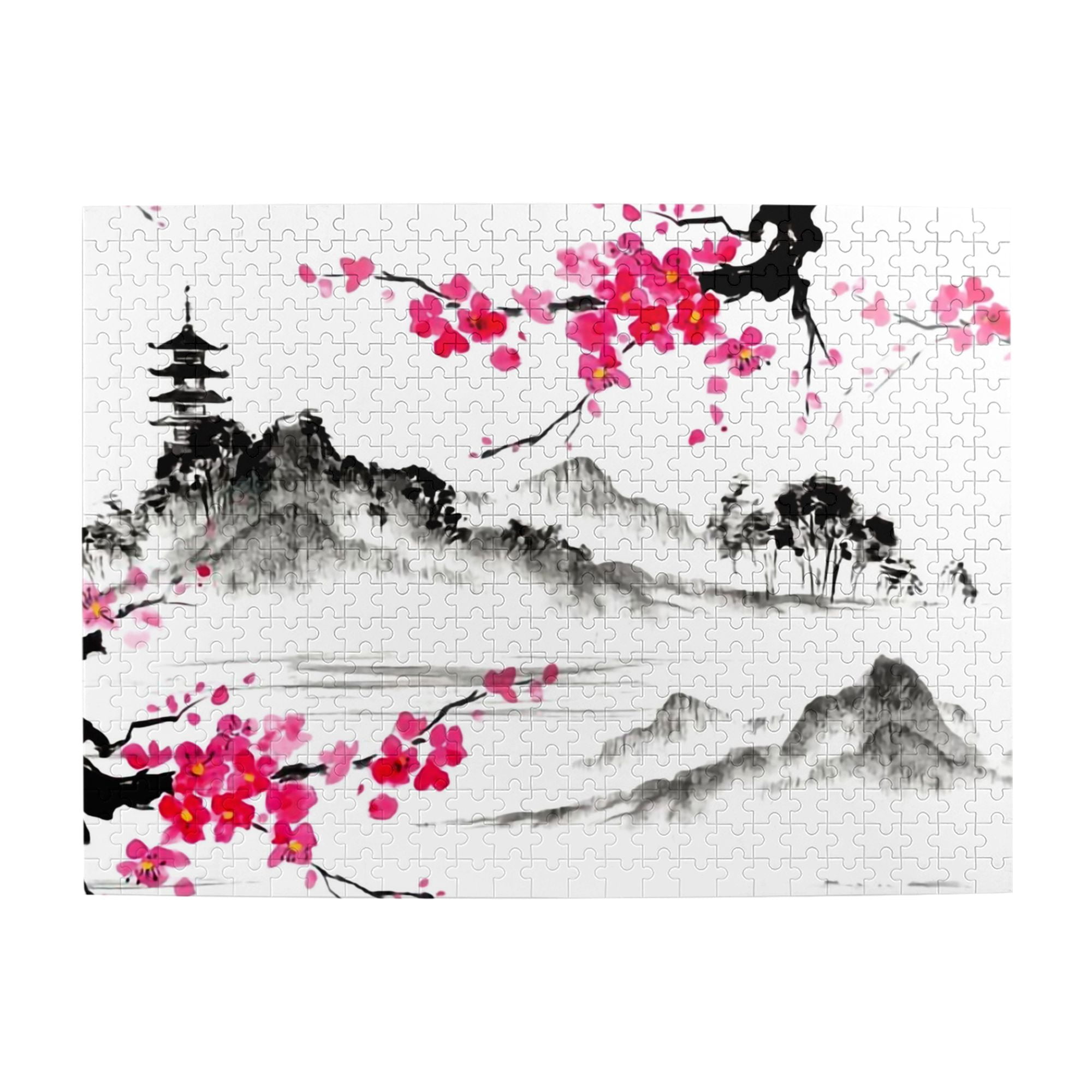 Wooden Puzzle Japanese oil painting cherry blossom sakura flower 500 ...