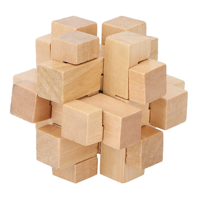 Wooden Puzzle Lock Interlocking 3d Prevent Alzheimer Small Brain Teaser Toy For The Elderly