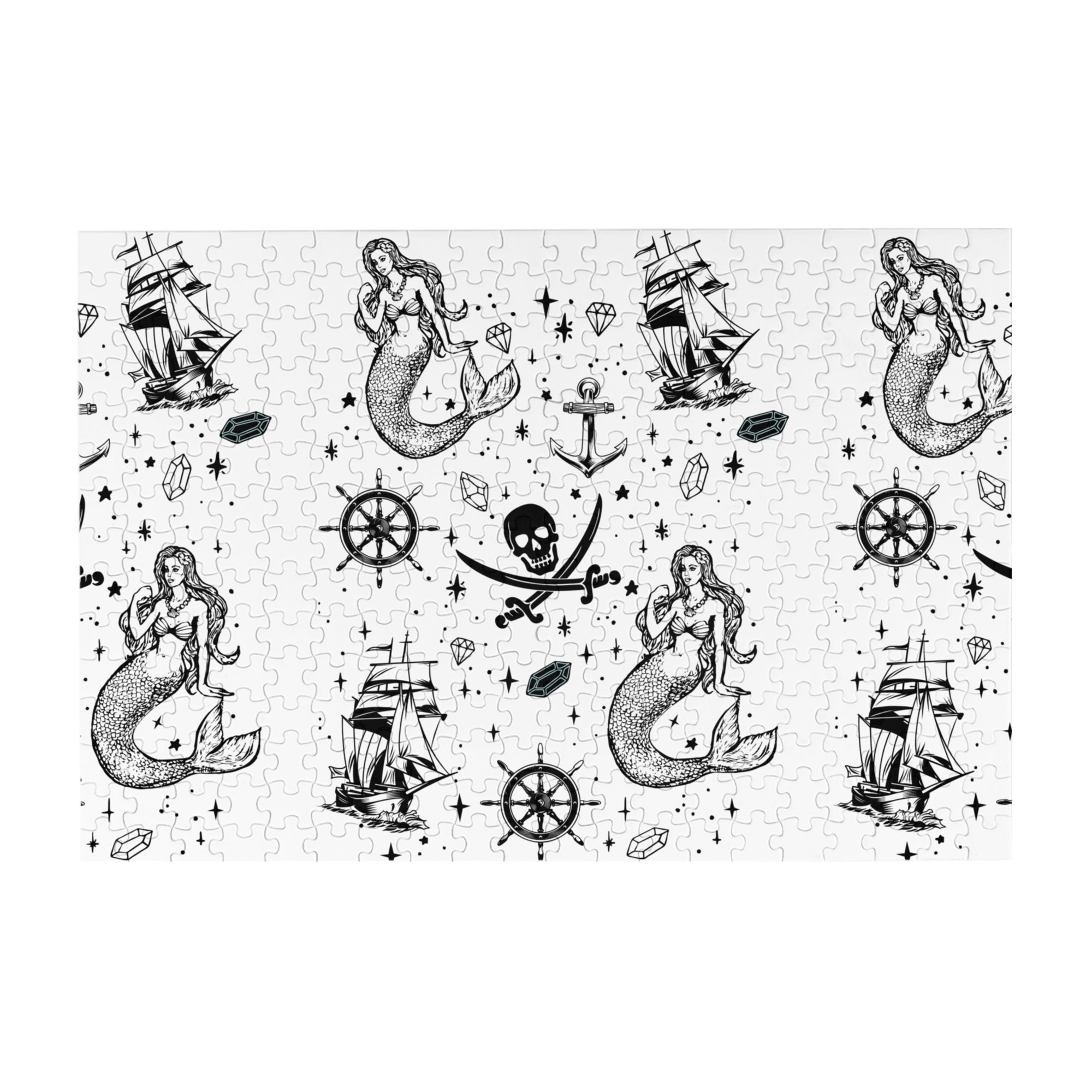 Wooden Puzzle Mermaid and Skull Mint 300-Slice Puzzle for All Ages ...