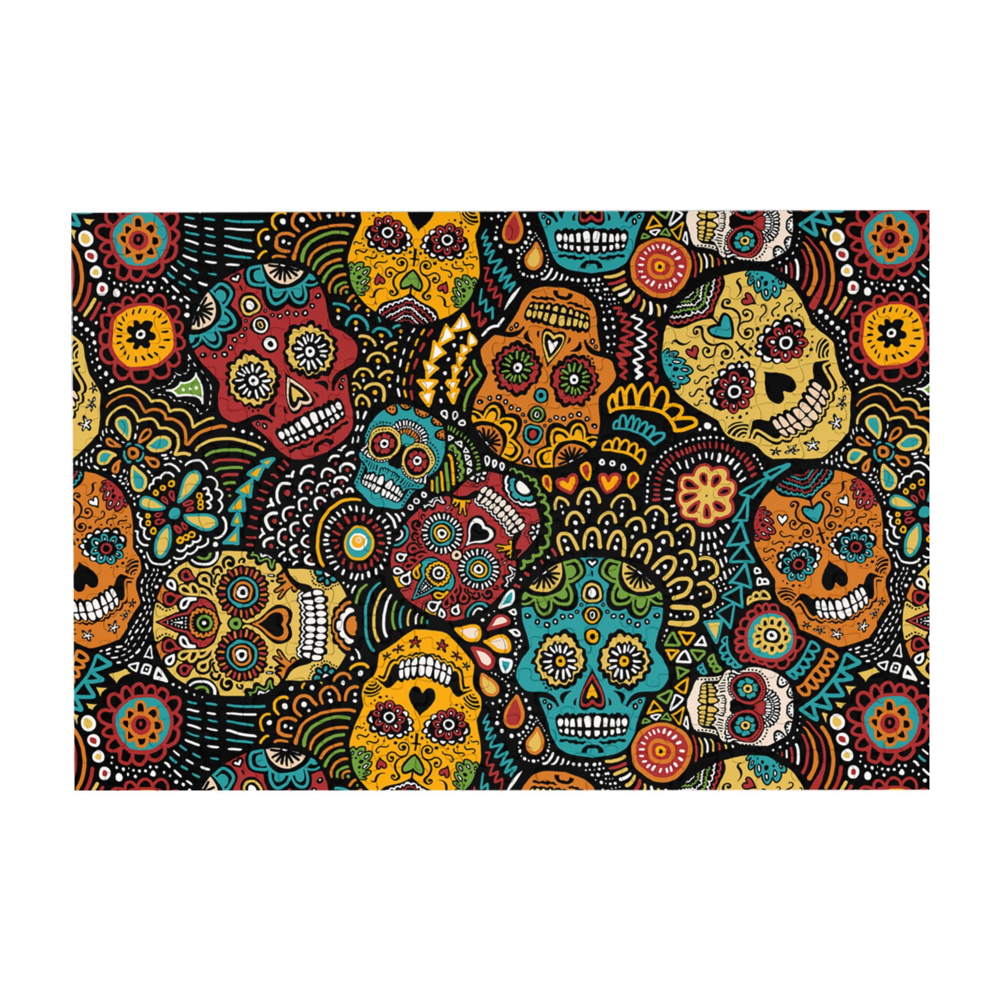 Wooden Puzzle Mexican Sugar Skulls 300-Slice Puzzle for All Ages Gifts ...
