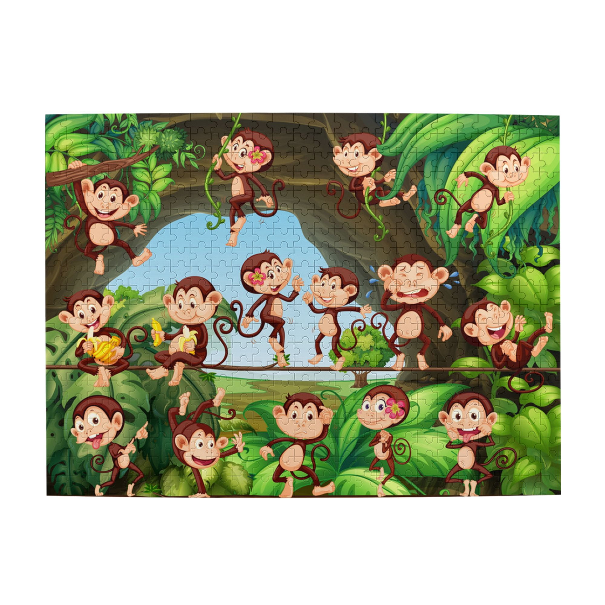 Wooden Puzzle Monkeys Living in The Forest 500-Slice Puzzle for All ...