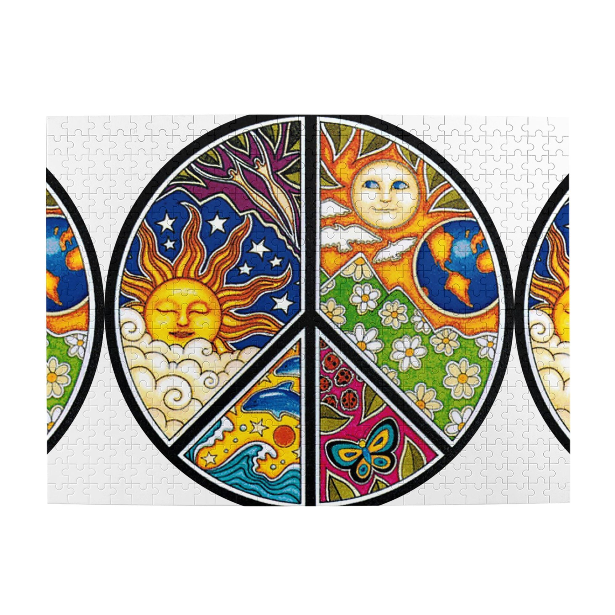 Wooden Puzzle Nature Peace Sign 500-Slice Puzzle for All Ages Gifts ...