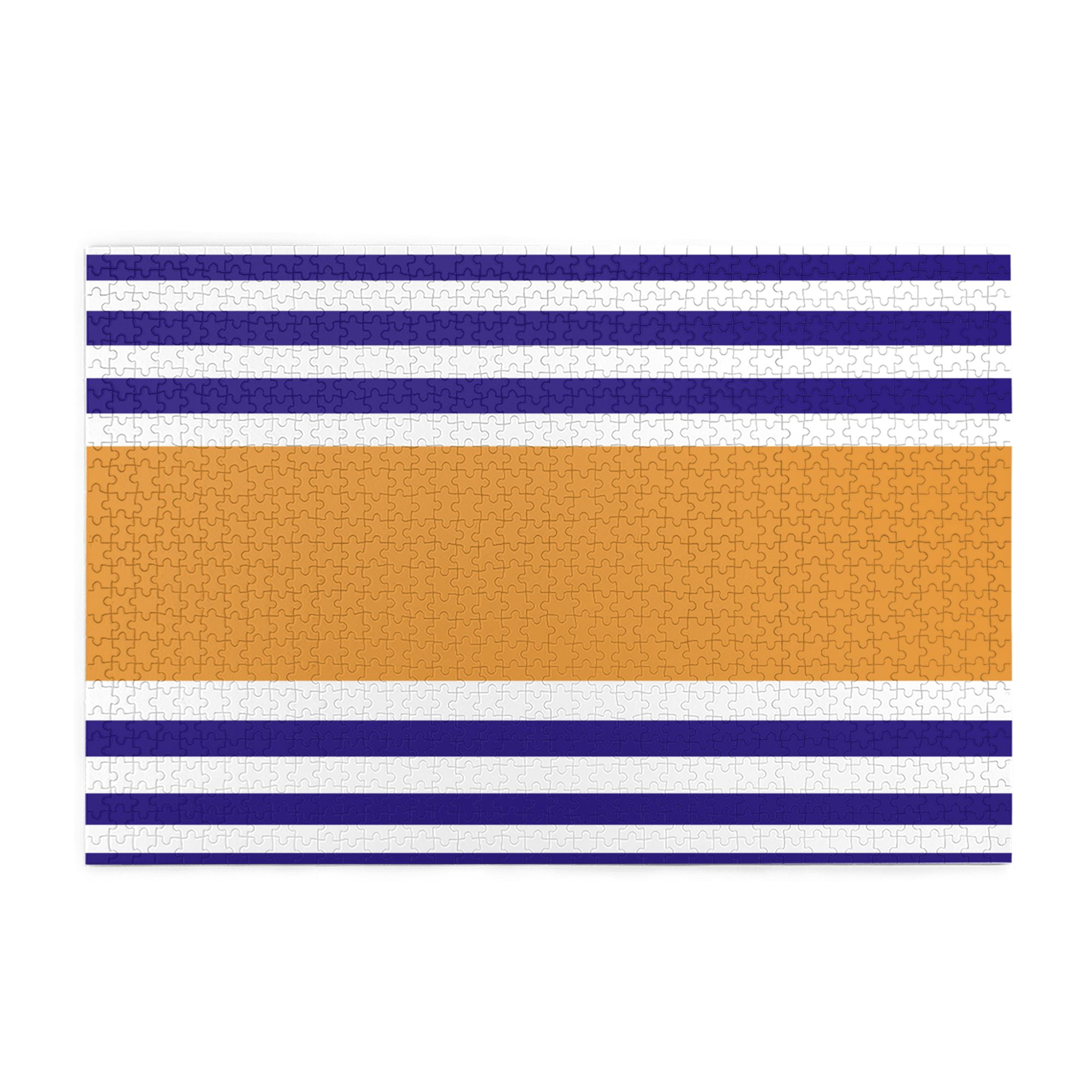 Wooden Puzzle Navy Blue and White with Orange Stripe 1000-Slice Puzzle ...