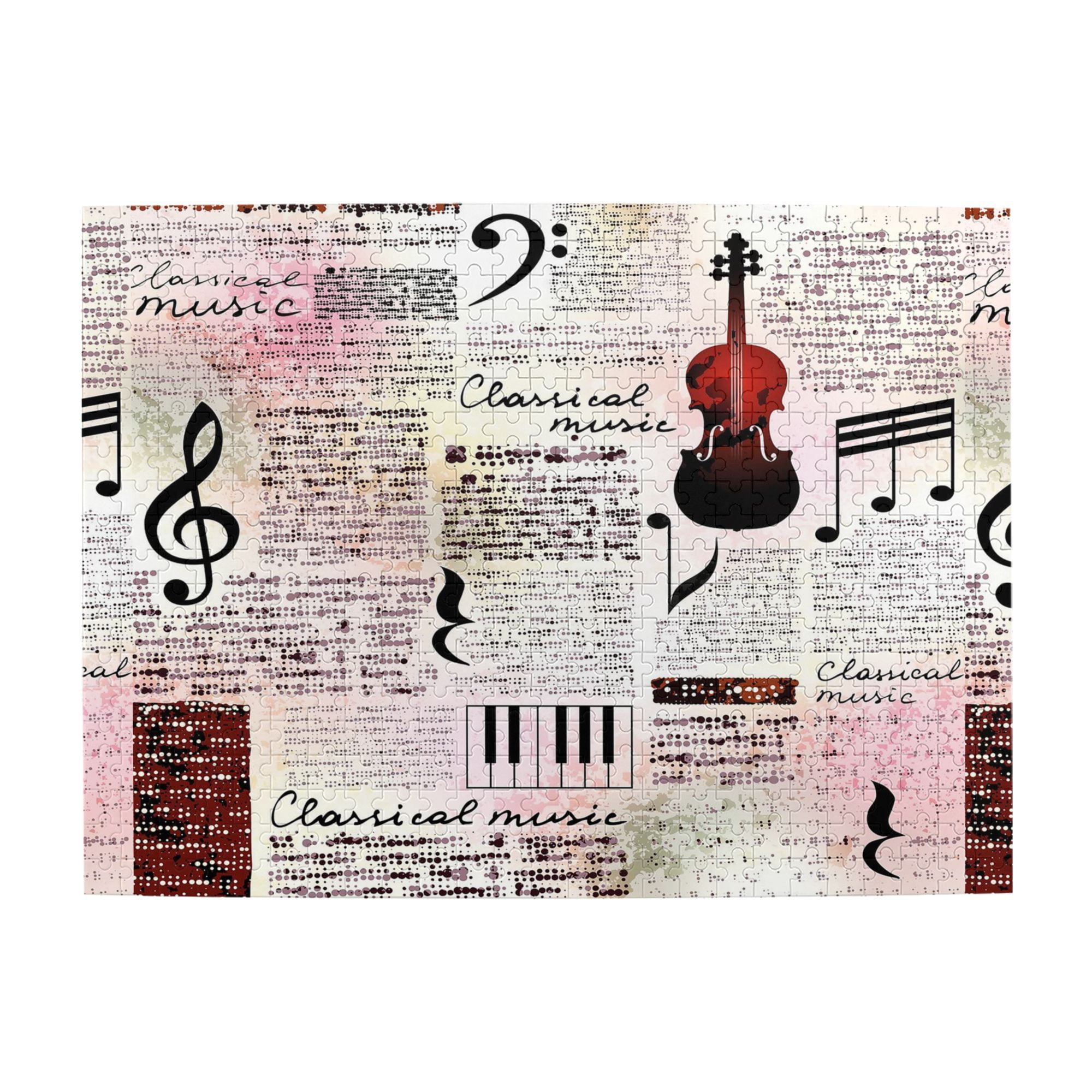 Wooden Puzzle Old Newspaper Decor, Classical Music Themed Instruments ...
