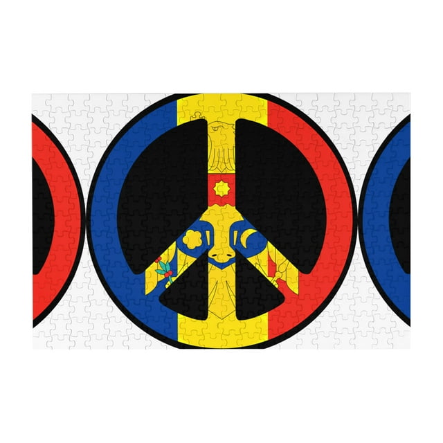 Wooden Puzzle Peace Sign Rastafari Pattern 300-Slice Puzzle for All ...