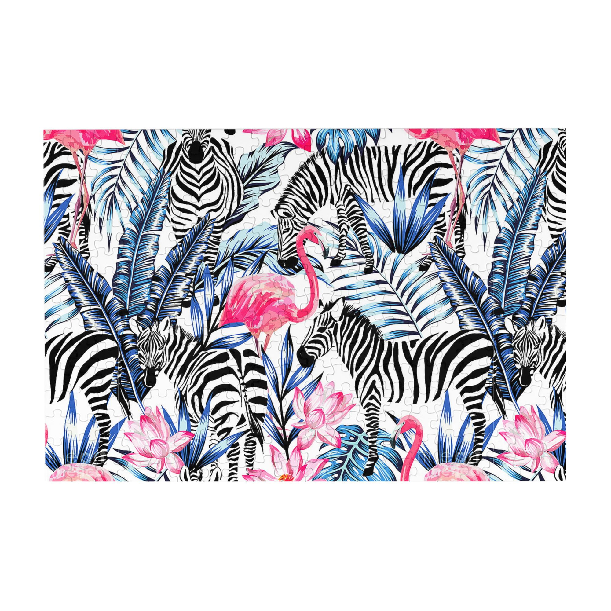 Wooden Puzzle Pink Flamingo and Zebra Flu 300-Slice Puzzle for All Ages ...