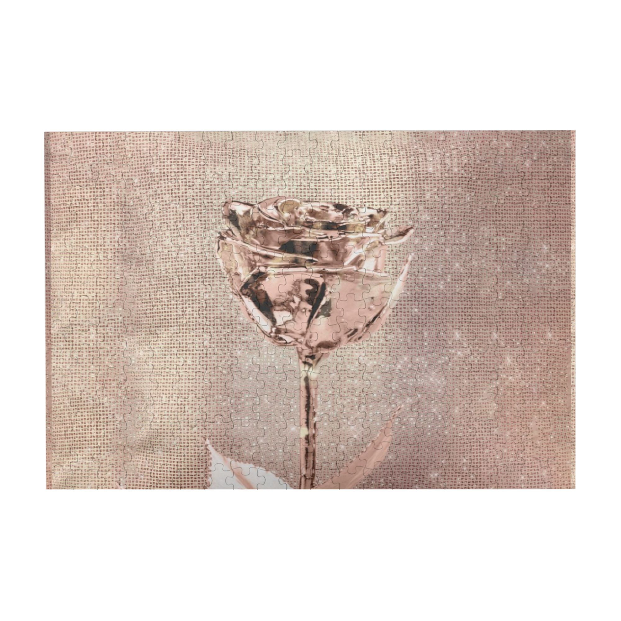 Wooden Puzzle Pink Rose Flower Gold Copper Sequin Sparkly 500-Slice ...