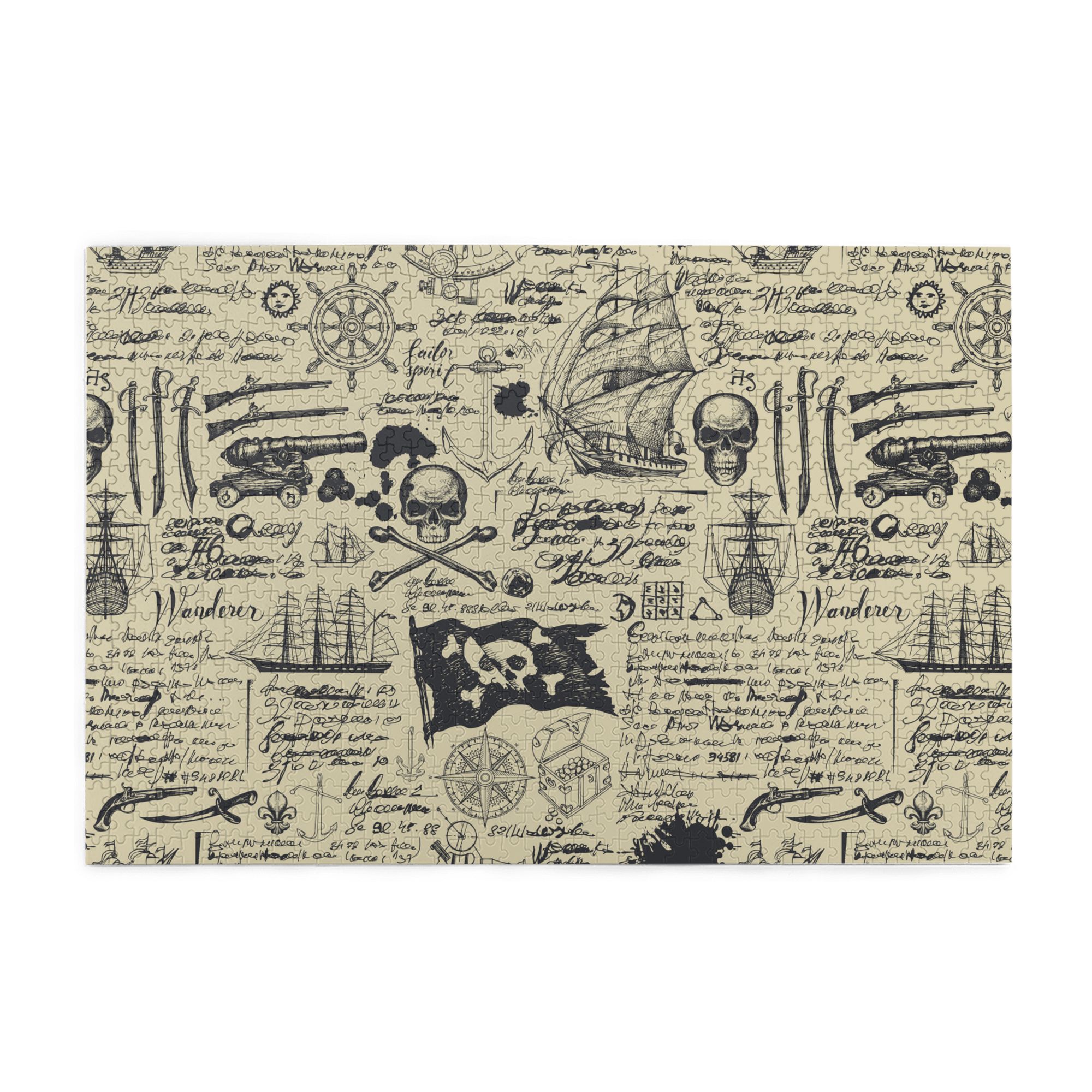 Wooden Puzzle Pirate Ship Skull Treasure Map 1000-Slice Puzzle for All ...