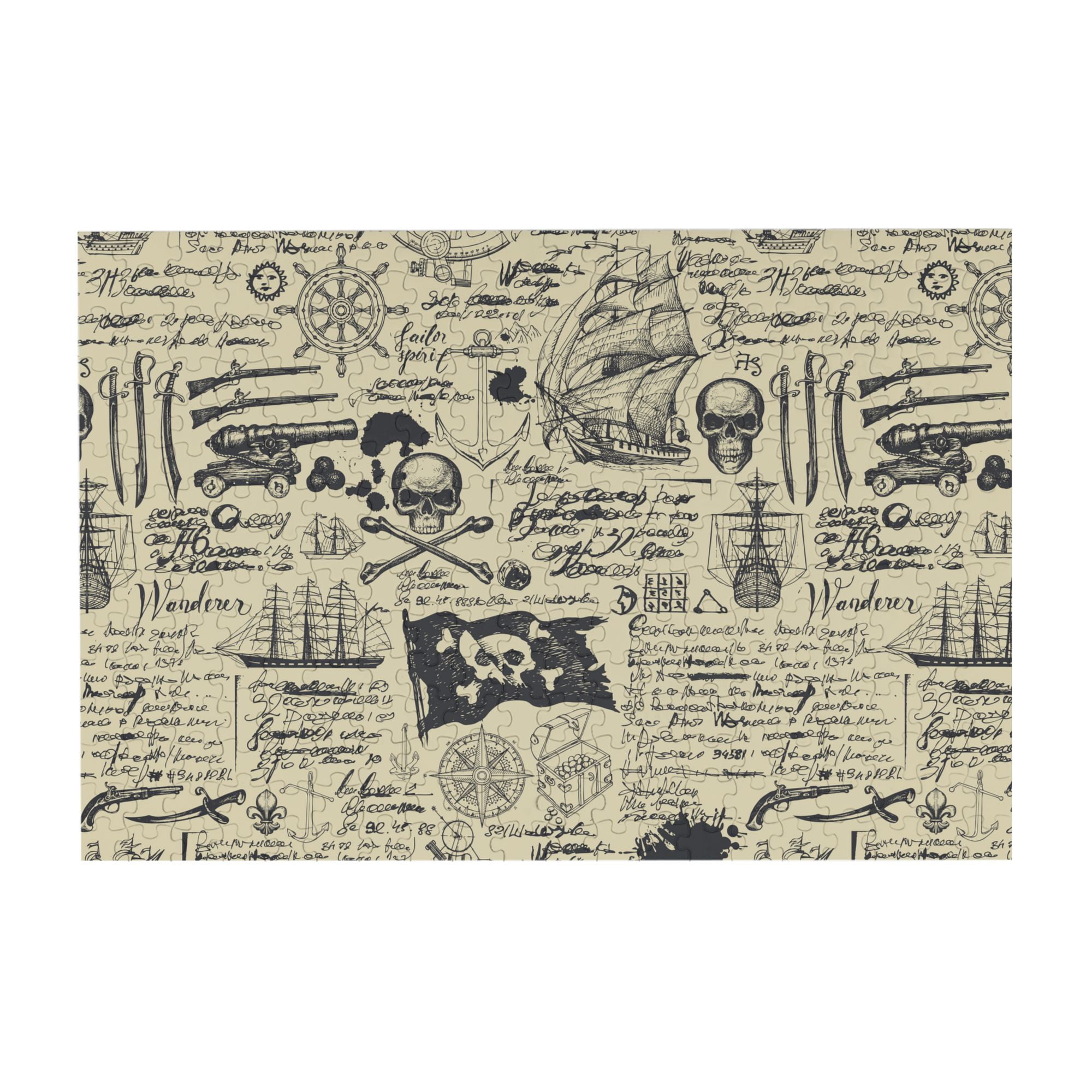 Wooden Puzzle Pirate Ship Skull Treasure Map 300-Slice Puzzle for All ...