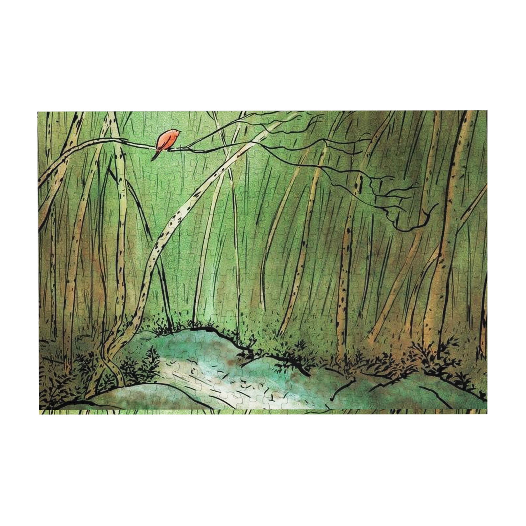 Wooden Puzzle Red Bird On Forest 300-Slice Puzzle for All Ages Gifts ...