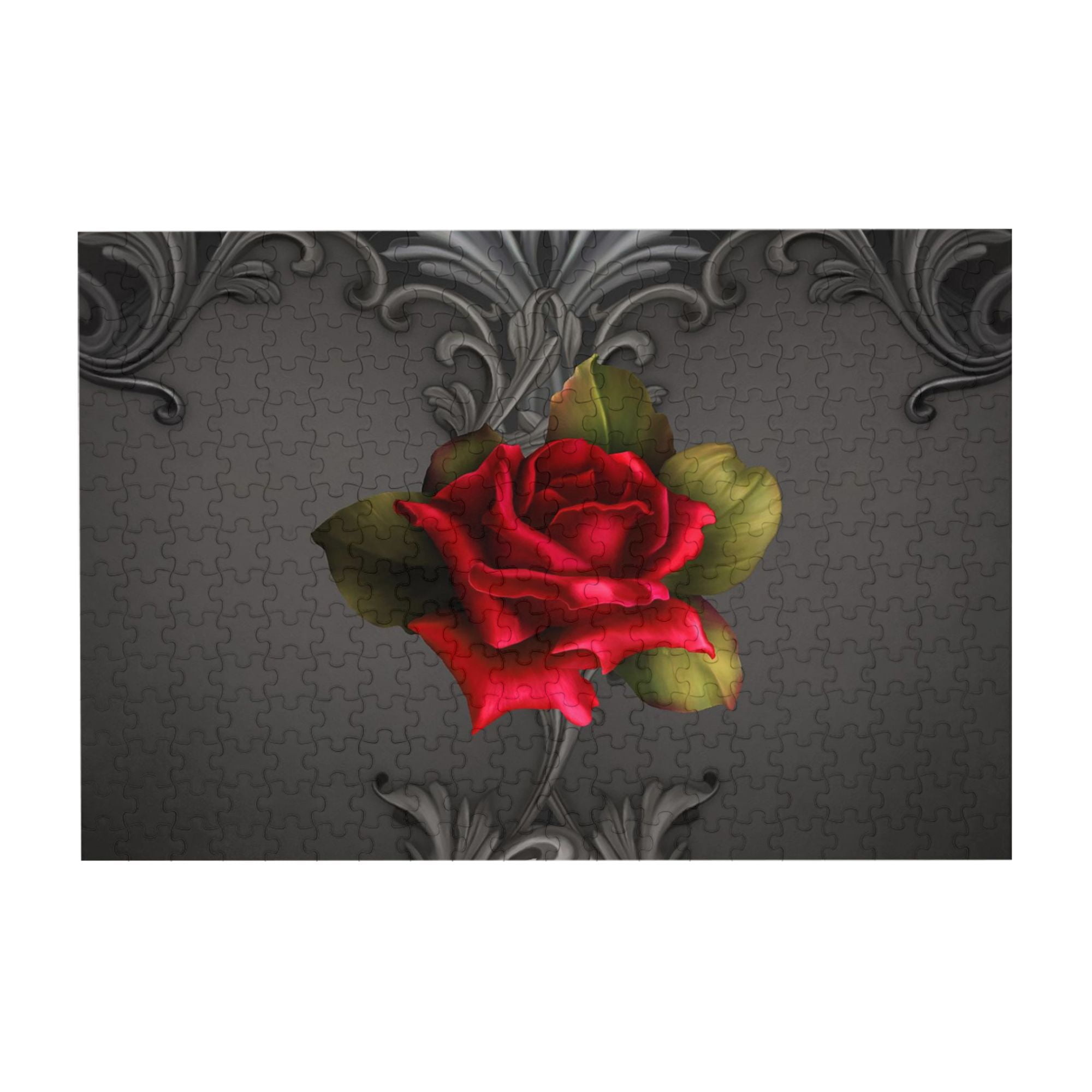 Wooden Puzzle Red Rose Black Ornamental Glam 500-Slice Puzzle for All ...