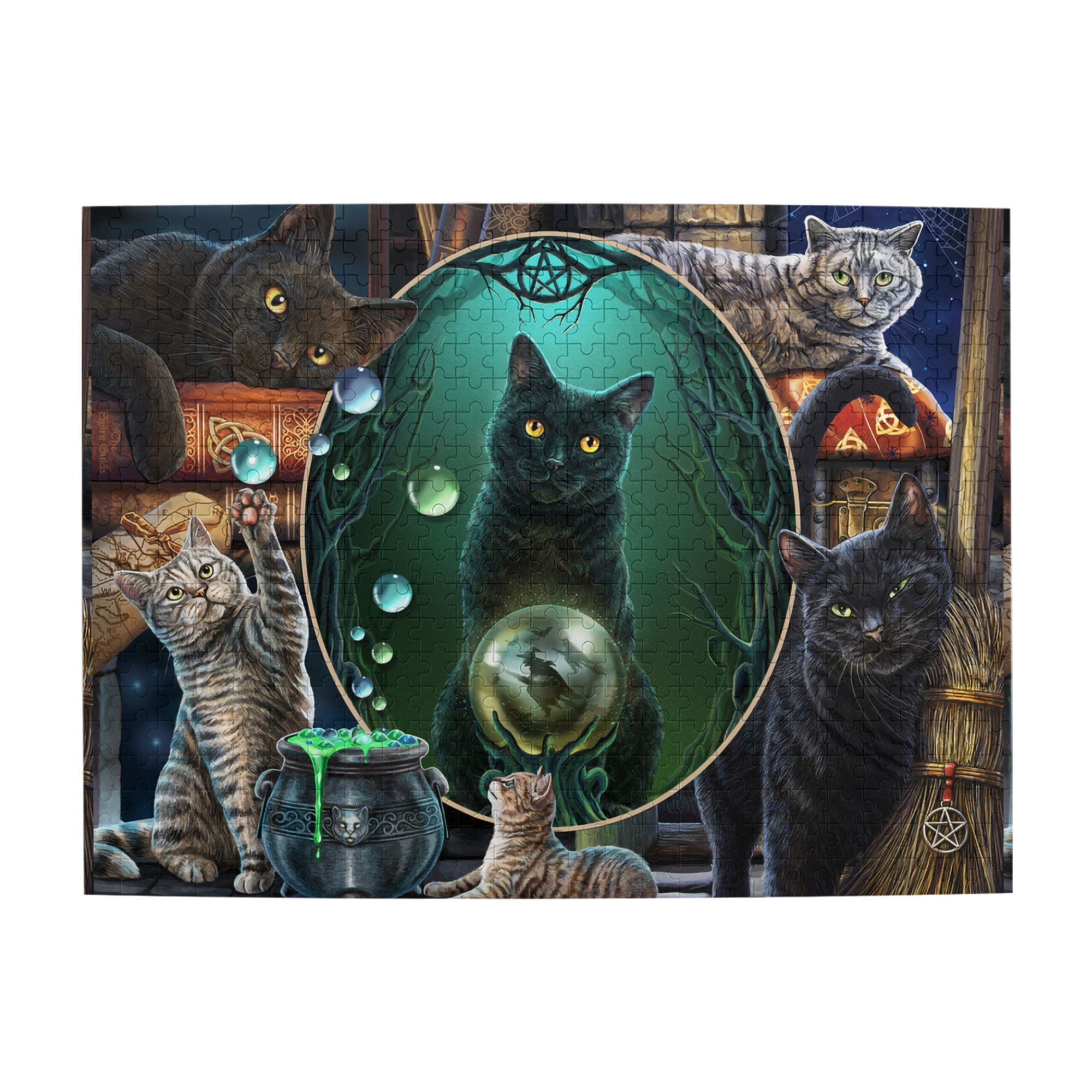 Wooden Puzzle Rise of the witches cats in the magic mirror 500-Slice ...