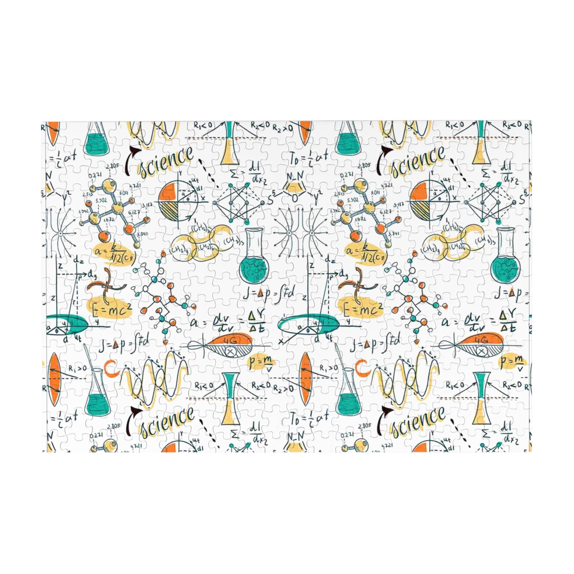 Wooden Puzzle Science Lab Objects Education Themed Drawing Scientific ...