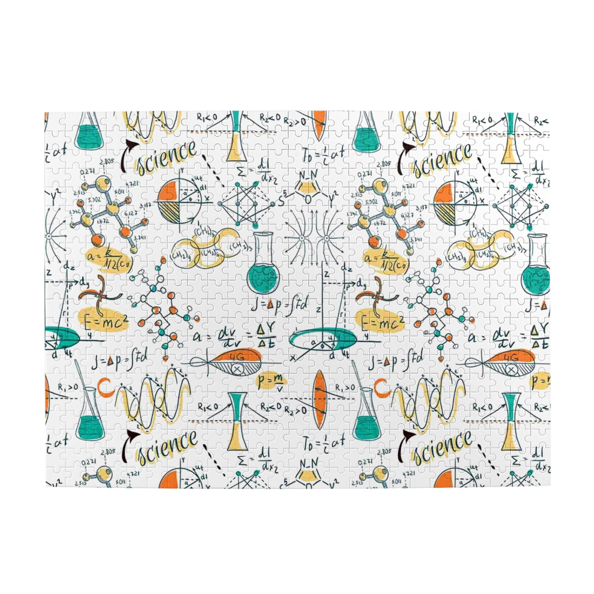 Wooden Puzzle Science Lab Objects Education Themed Drawing Scientific ...