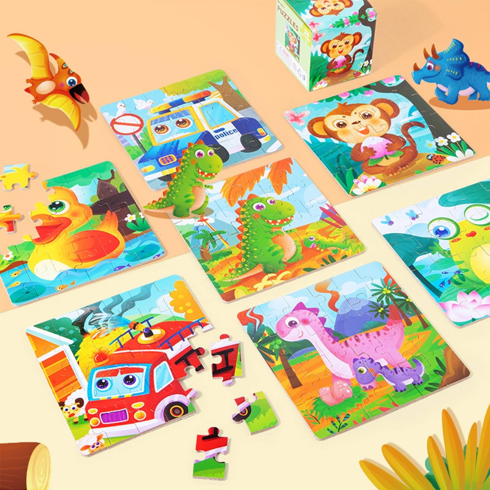 Wooden Puzzle Toy, 24-Piece Early Education Cognitive Game For Kids ...
