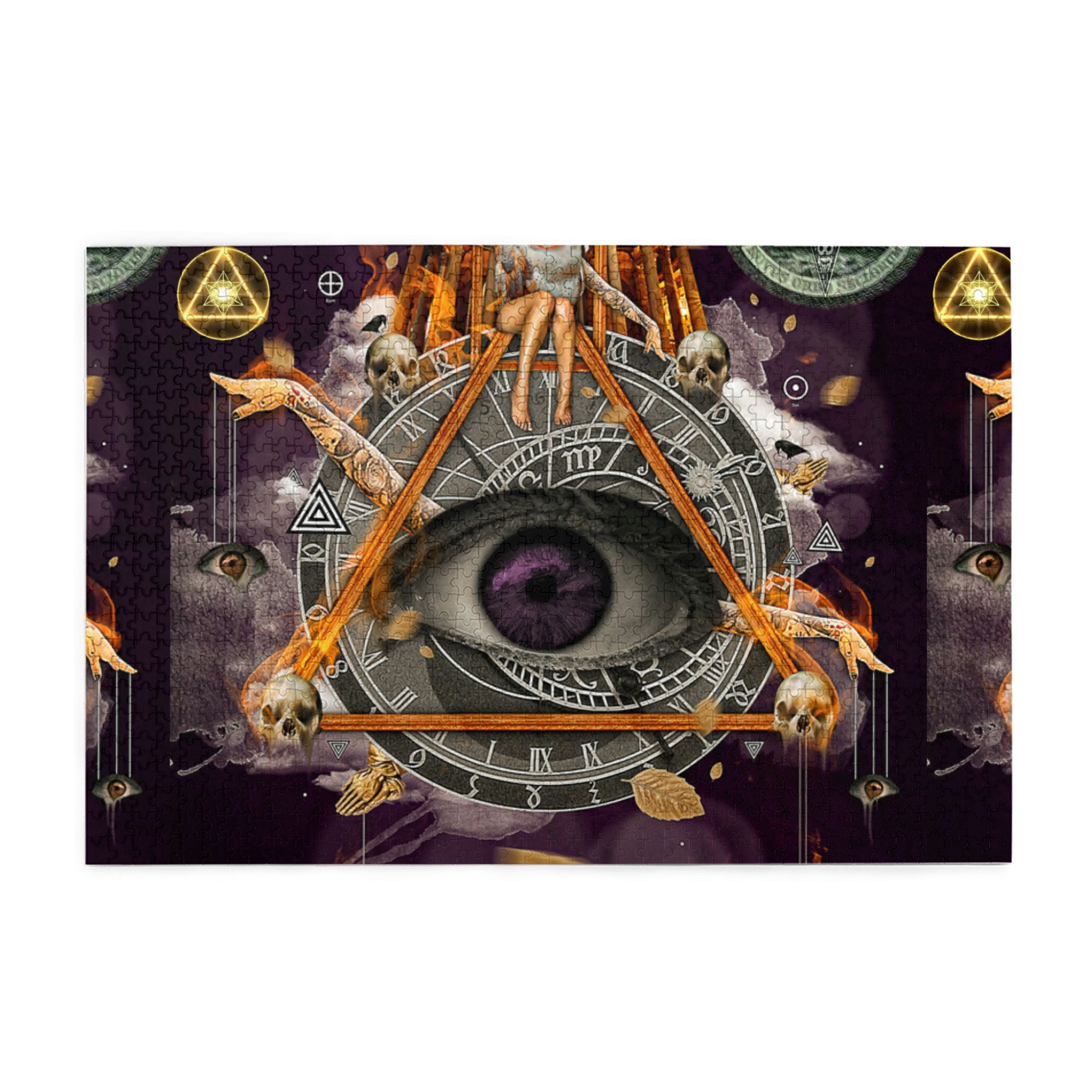 Wooden Puzzle Trippy Eyes Skull Skeleton Owl 1000-Slice Puzzle for All ...